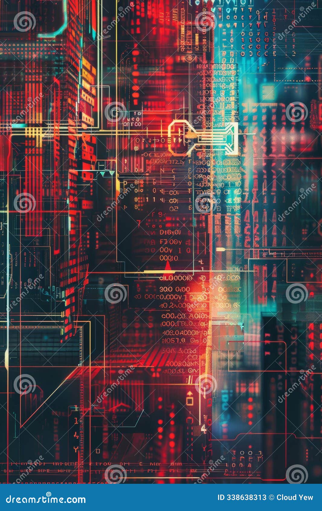 Patterned Background with Cybersecurity Visuals. Stock Illustration ...