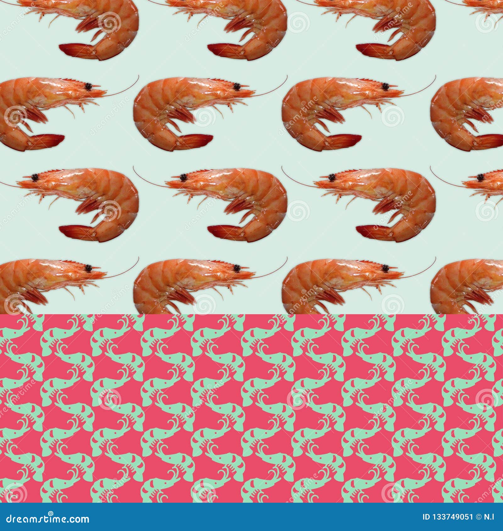Patterned Background - Pink Shrimp Stock Illustration - Illustration of ...