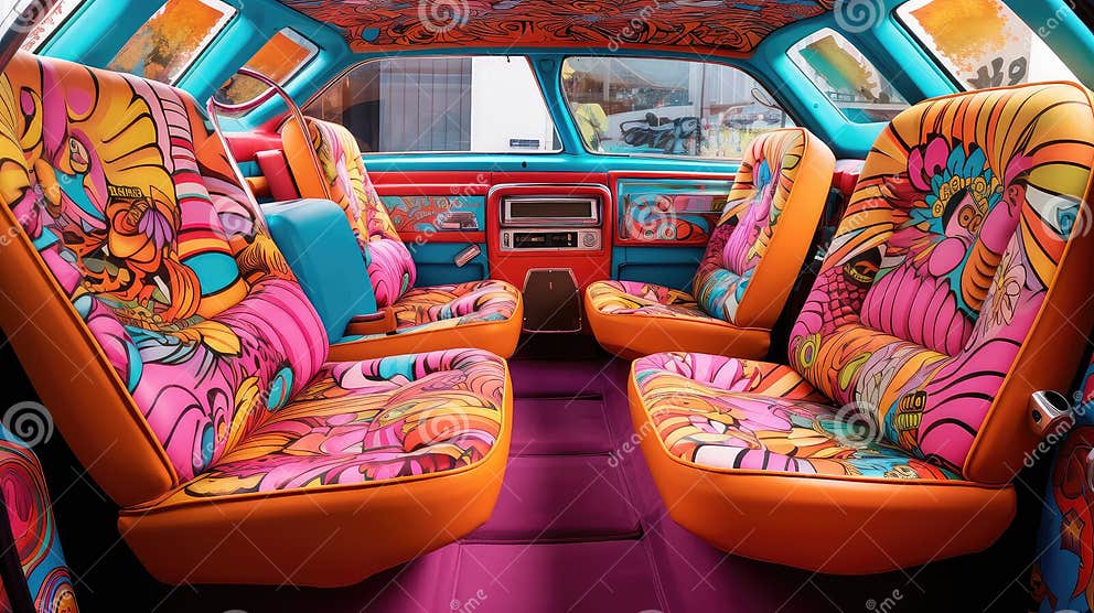 Patterned Car Interior Cartoon Stock Illustration - Illustration of ...