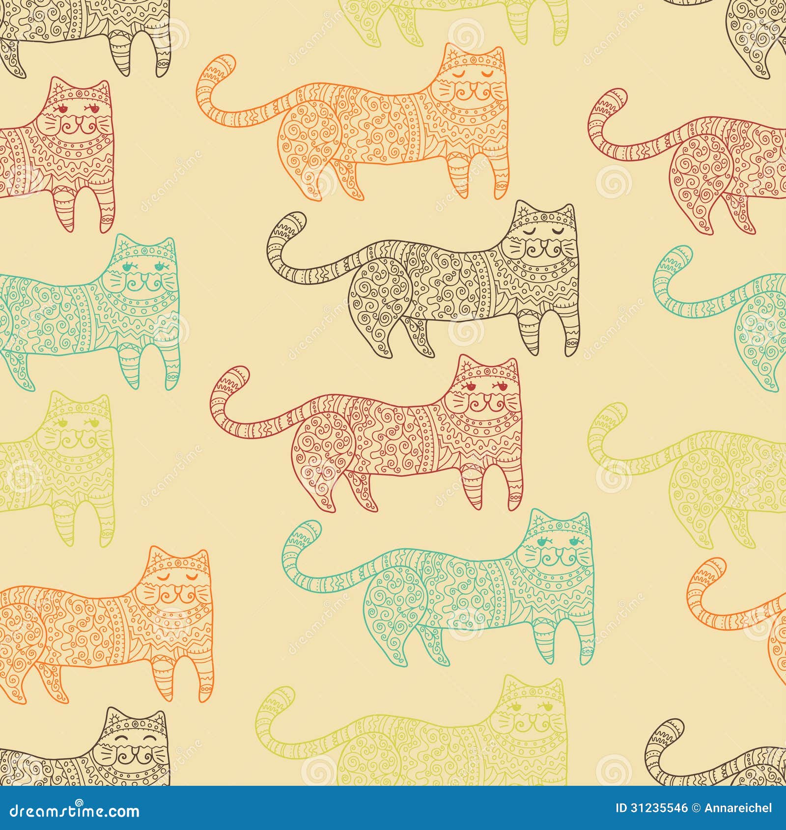 Patterned Cats Stock Illustrations – 142 Patterned Cats Stock ...