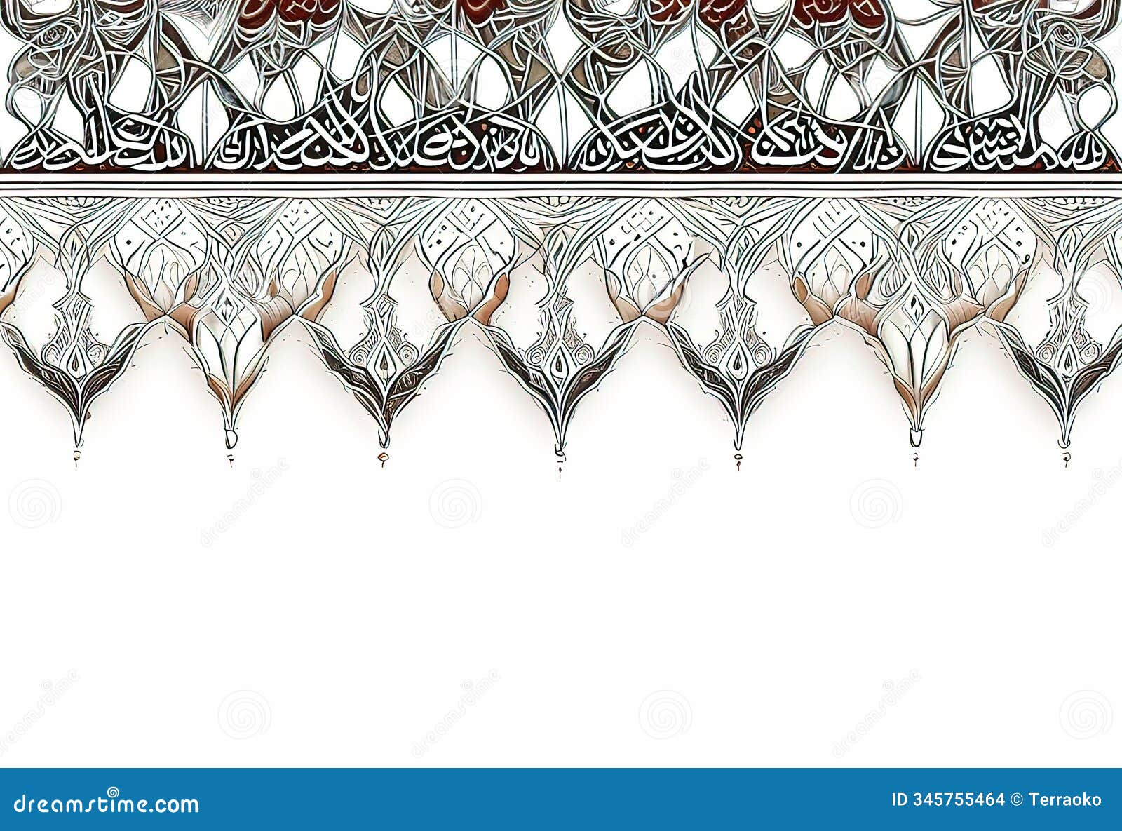 Patterned Corner Drawn with Minimalistic Ornament in Arabic Style ...
