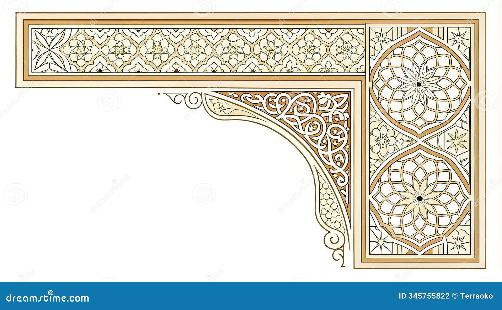 Patterned Corner Drawn with Minimalistic Ornament in Arabic Style ...