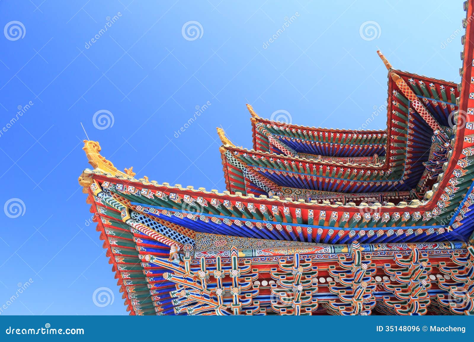 The Patterned Cornice of Temple Stock Photo - Image of city, exterior ...