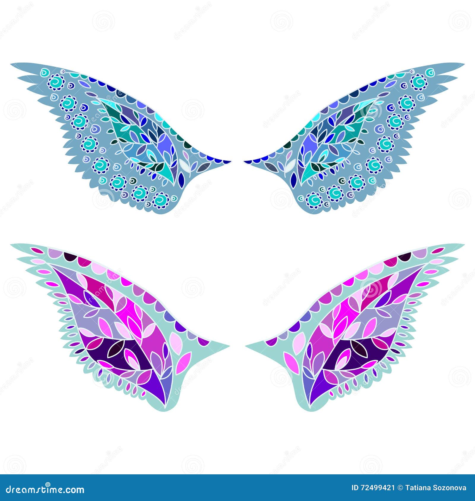 Patterned decorative wings stock vector. Illustration of design - 72499421