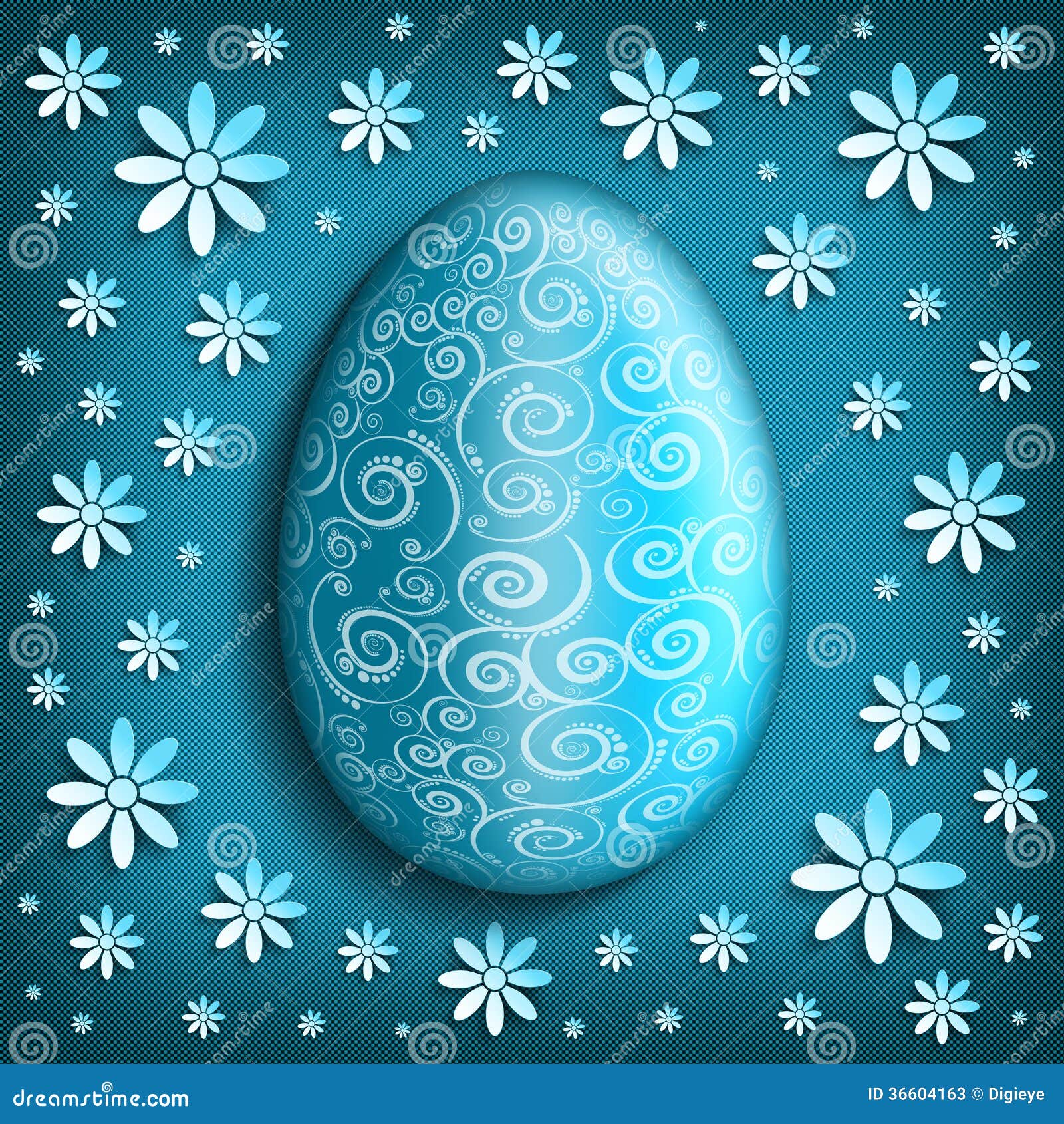 Patterned Easter Egg on Blue Background Stock Illustration ...