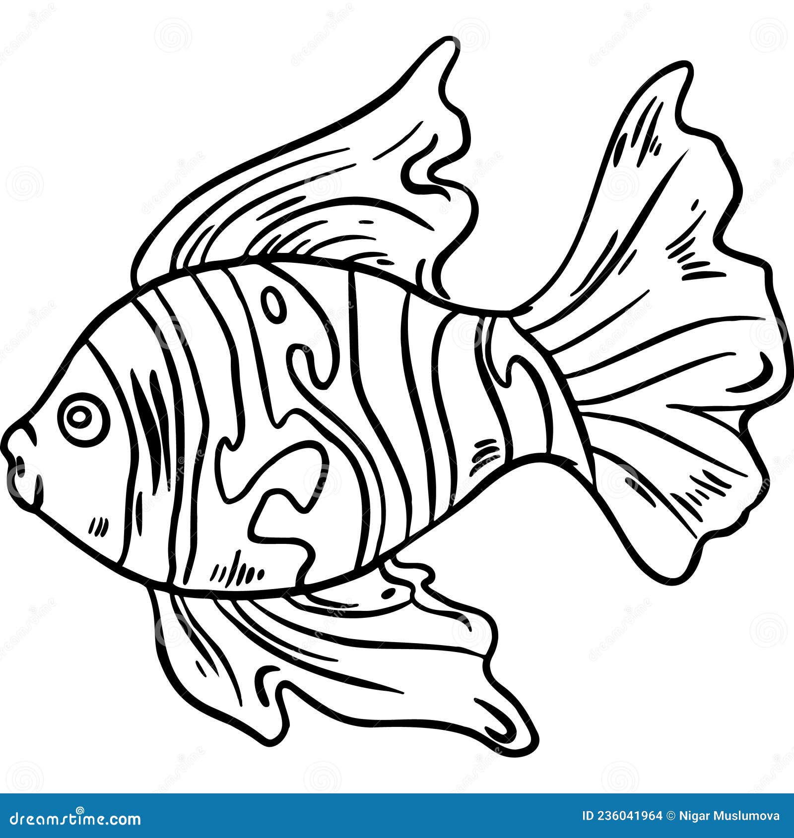 Patterned Fish Sketch Vector Illustration Stock Vector - Illustration ...