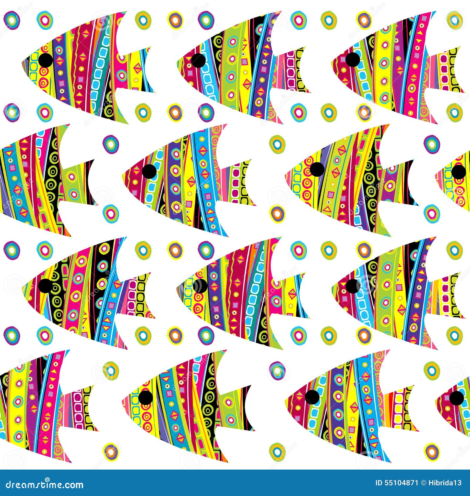 Patterned fishes seamless stock vector. Illustration of color - 55104871