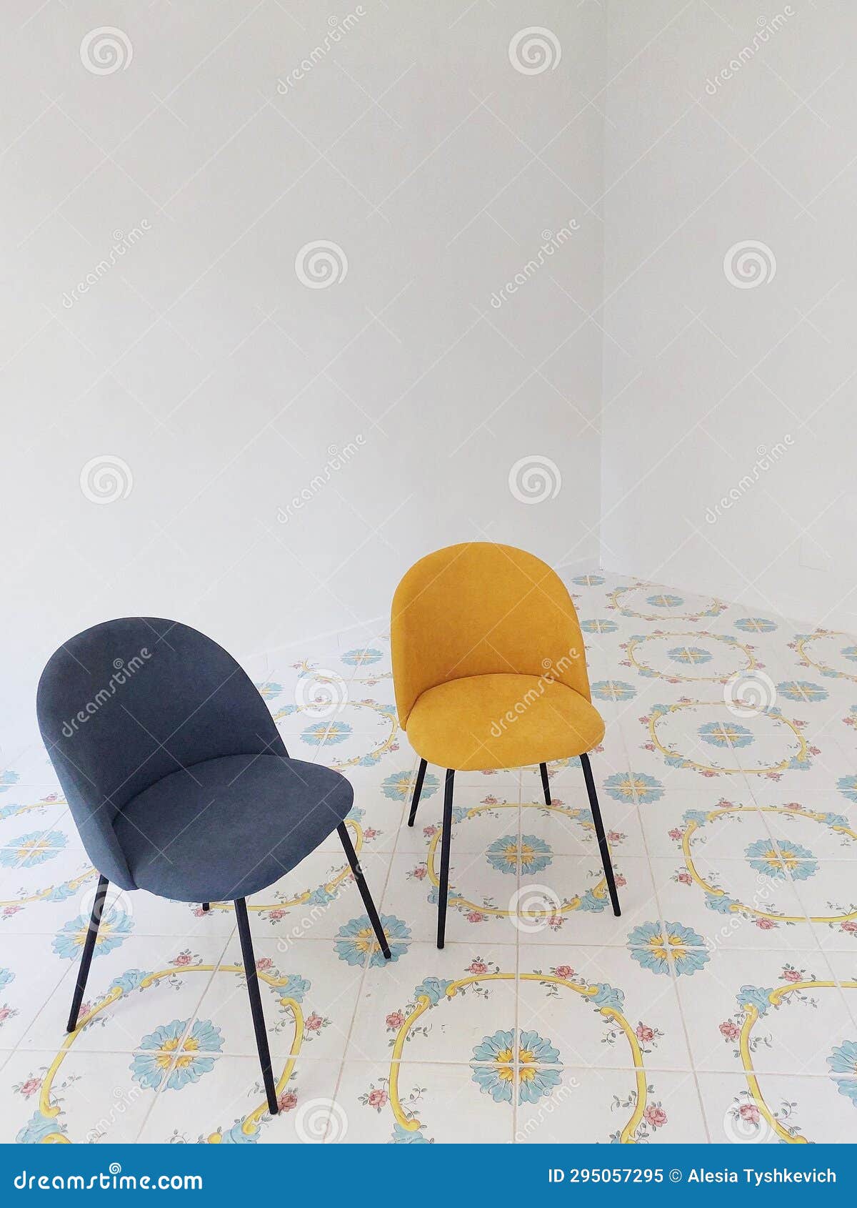 The Scene with Two Chairs in an Empty Room. Stock Image - Image of ...