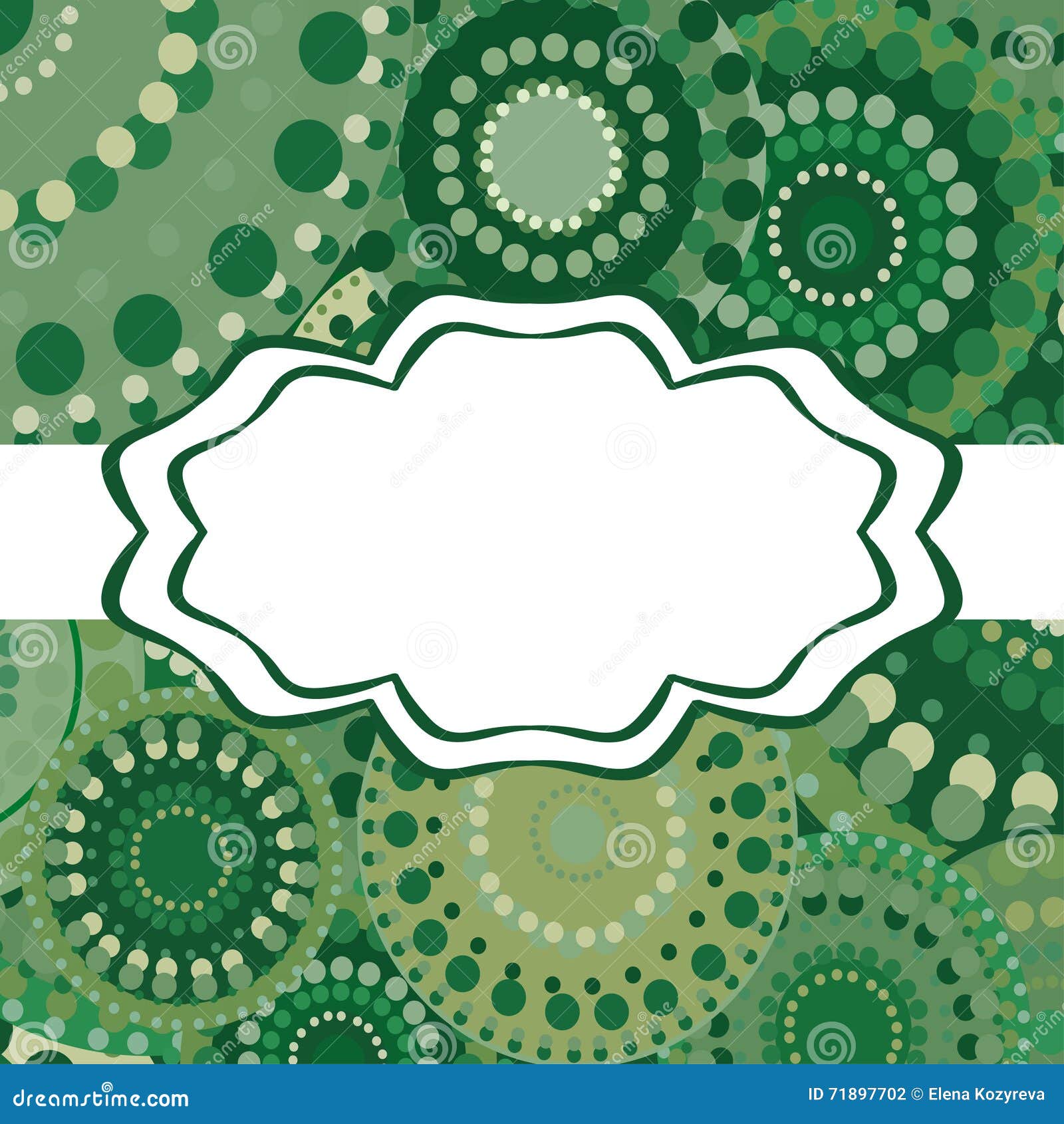 Patterned Frame Background Invitation Circular Ornament Green Stock ...
