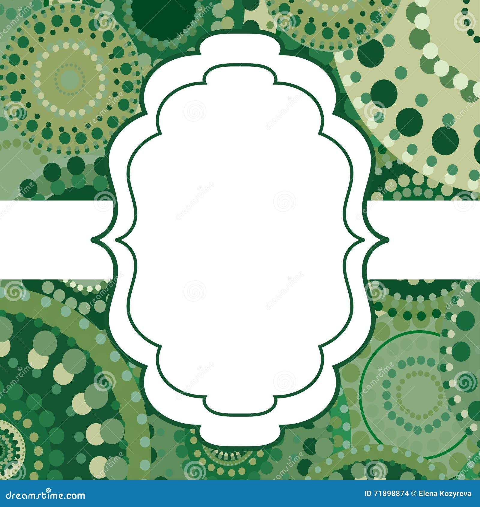 Patterned Frame Background Invitation Circular Ornament Green Stock ...