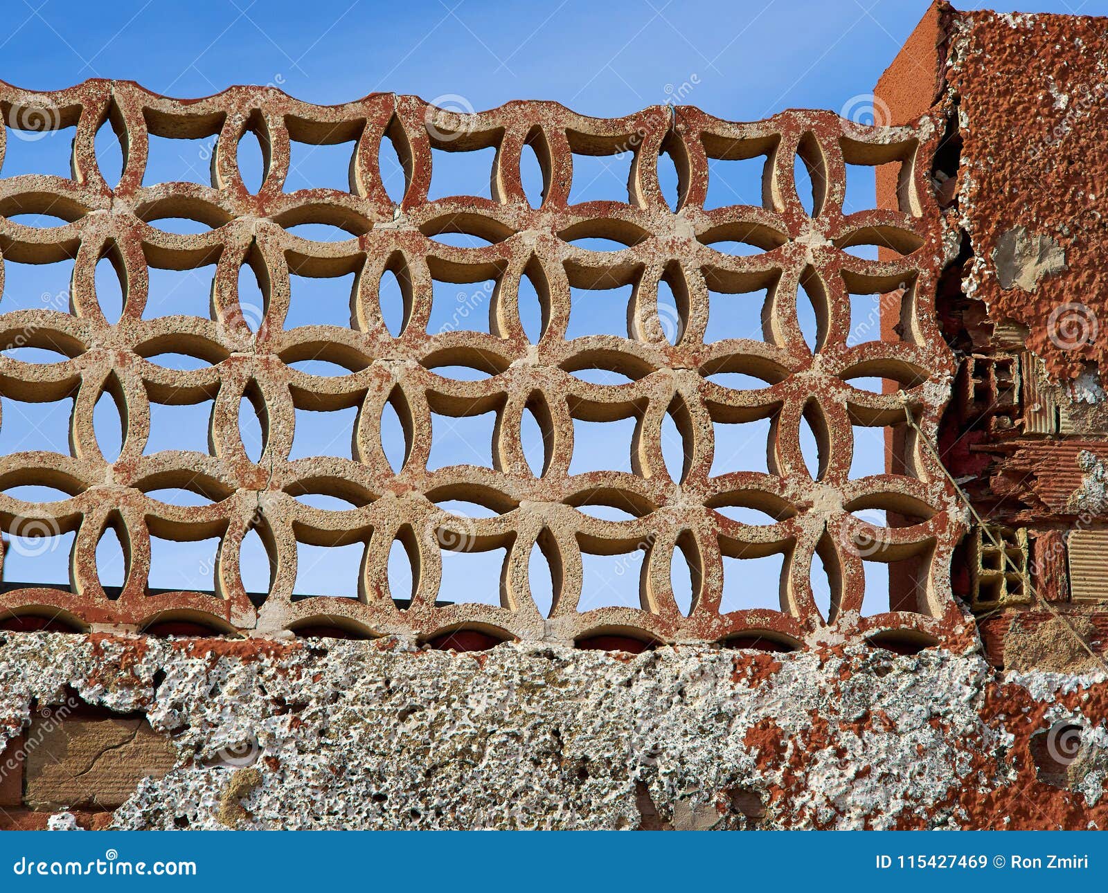 Patterned Geometric Fence Made of Stone Stock Image - Image of ...