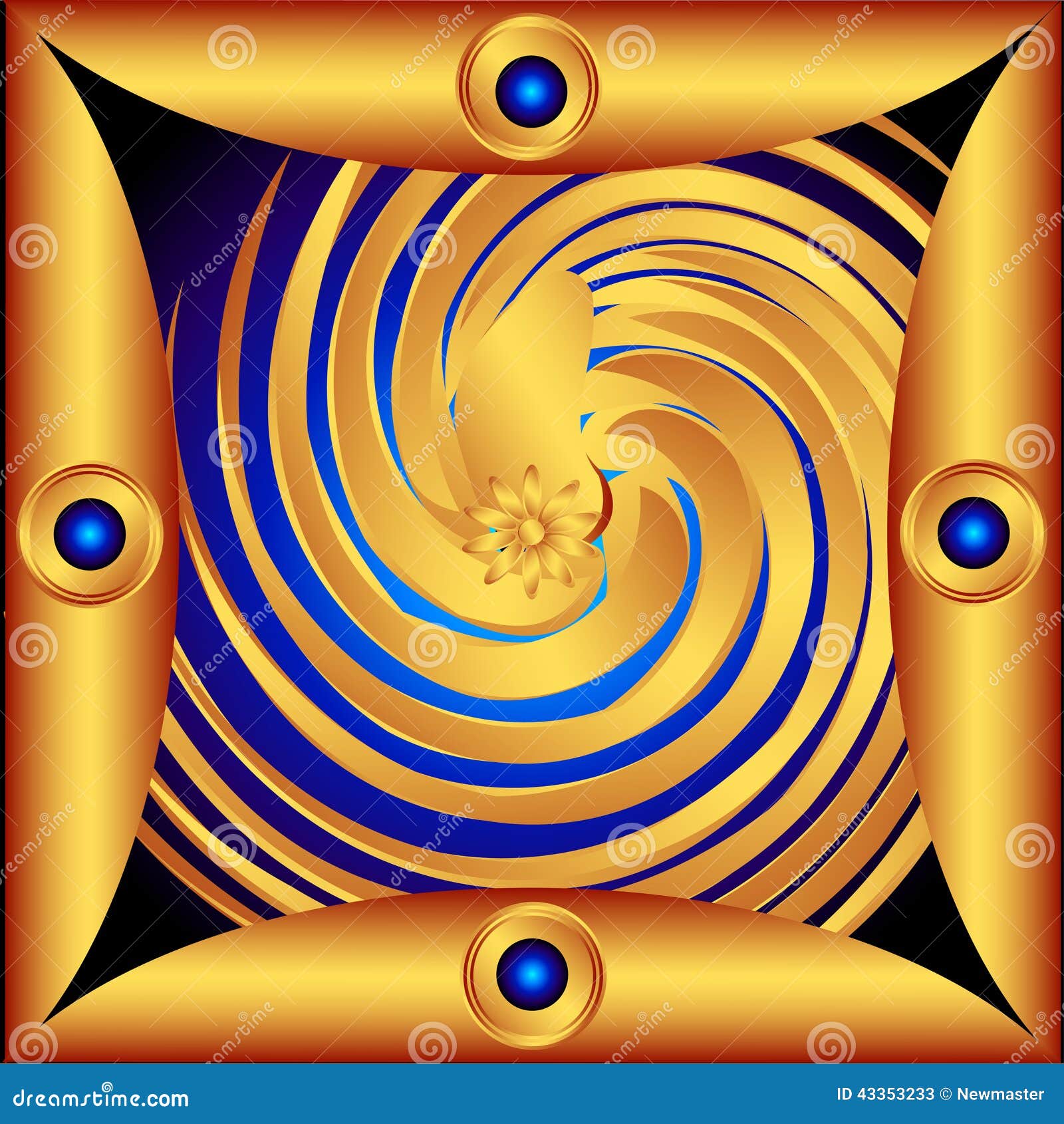 Patterned gold frame stock vector. Illustration of ornament - 43353233