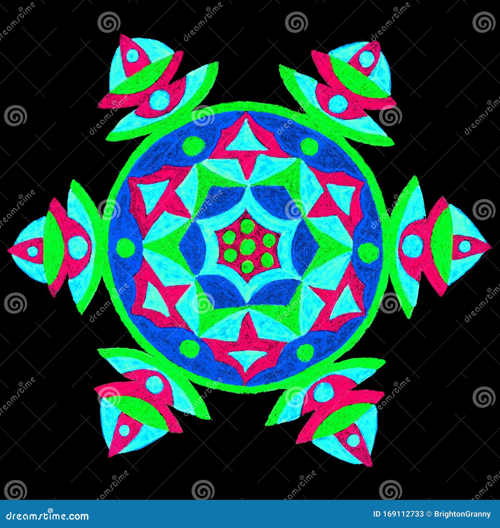 A Patterned Hand Drawing of a Colourful Mandala. Stock Image - Image of ...