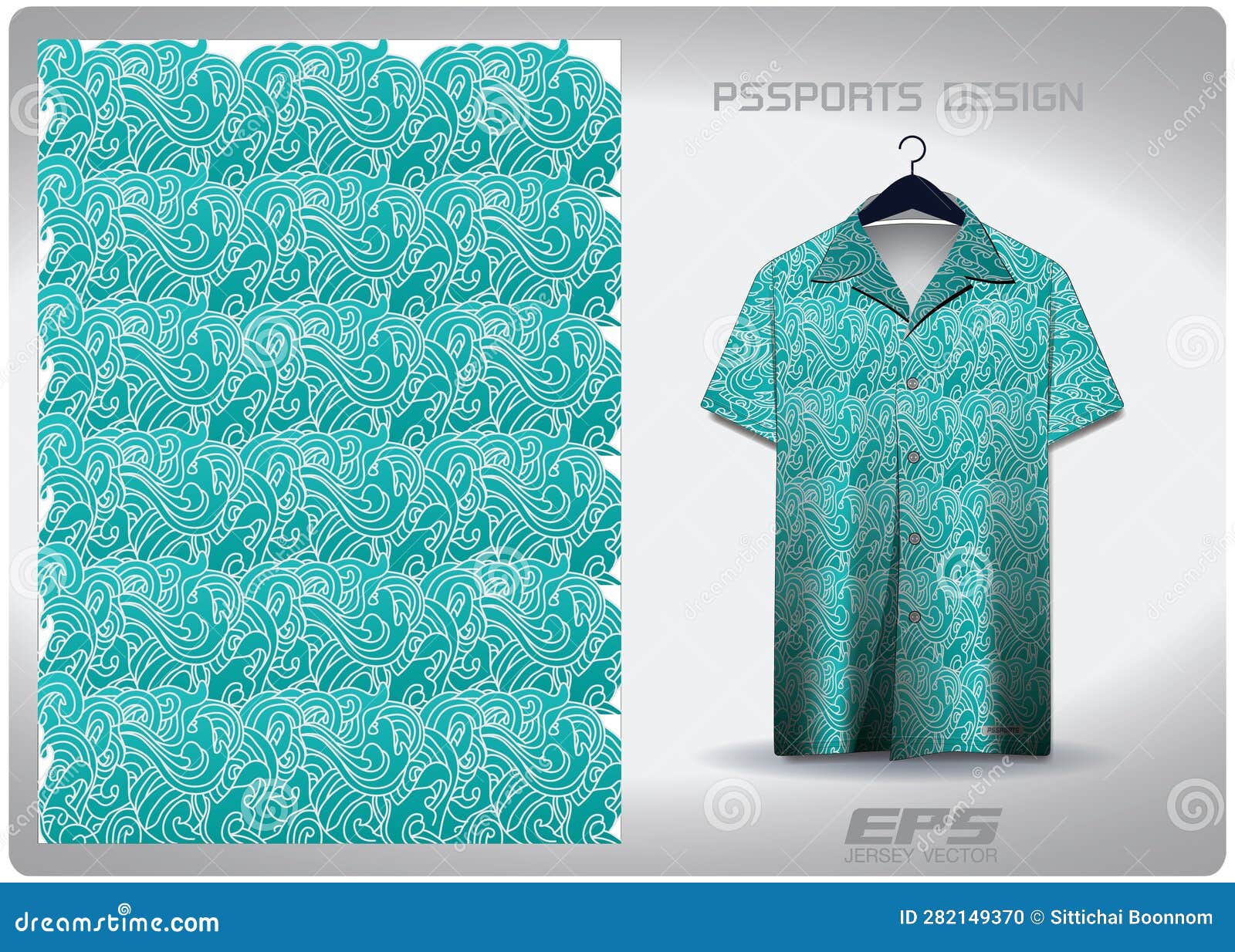 Vector Hawaiian Shirt Background Image.Emerald Green Waves Pattern ...