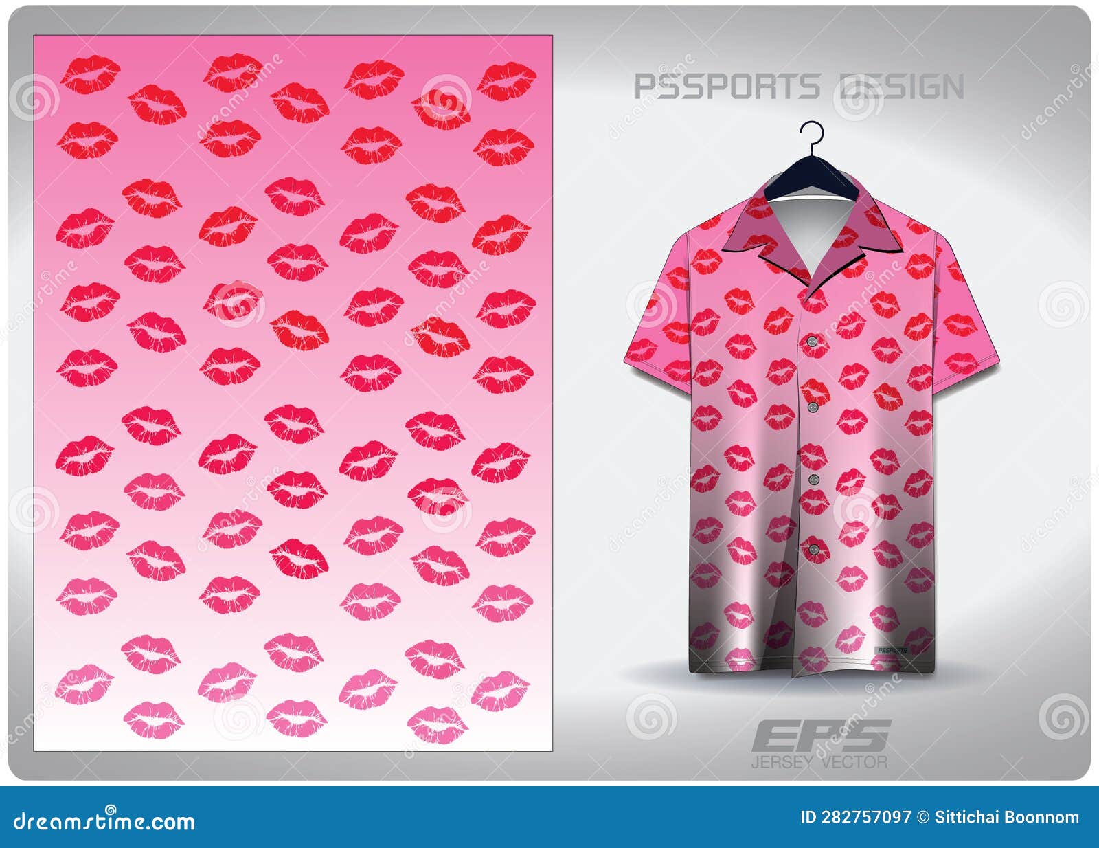 Vector Hawaiian Shirt Background Image.red Kiss Pattern Design ...