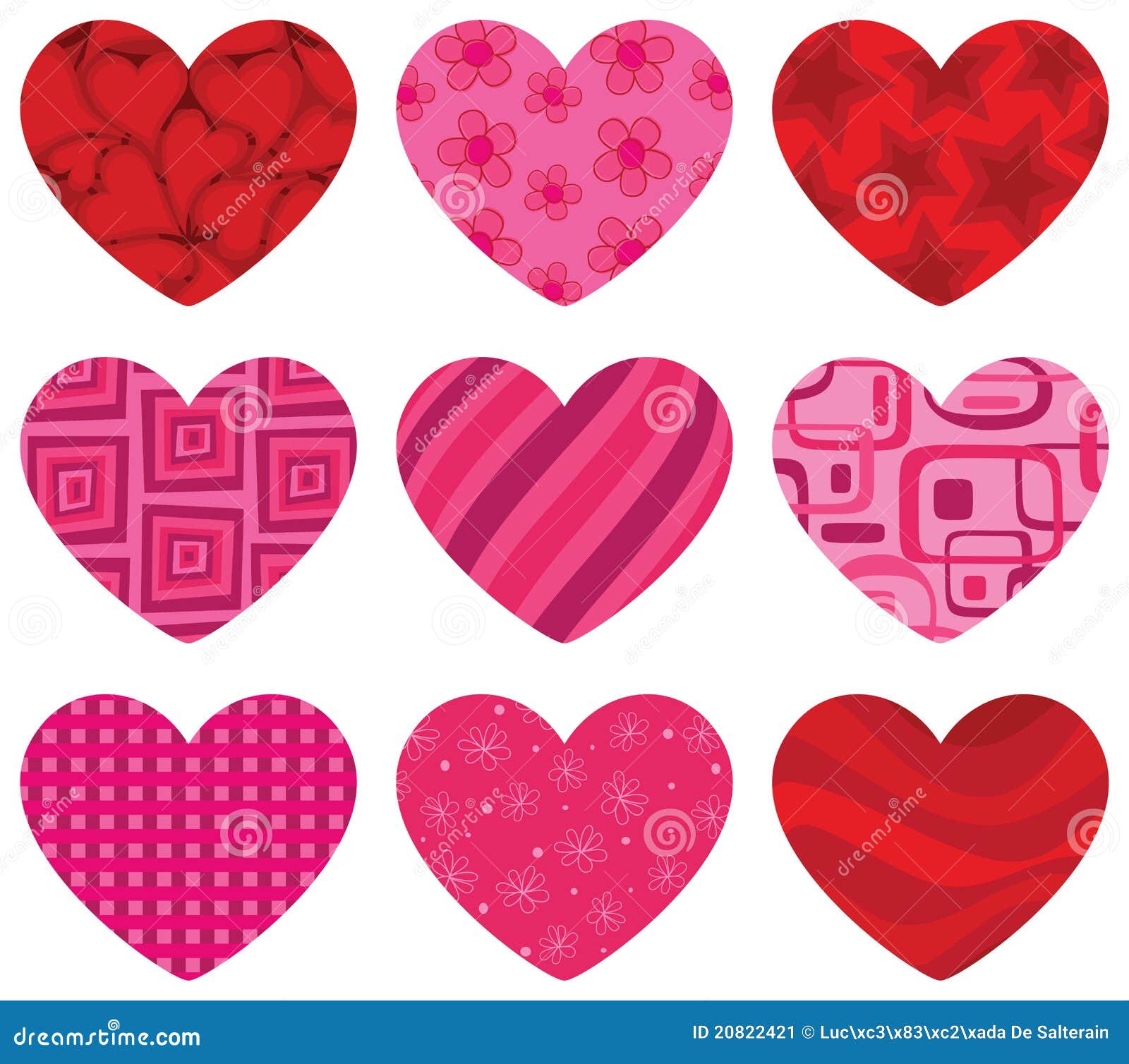 Patterned Hearts stock vector. Illustration of emotions - 20822421