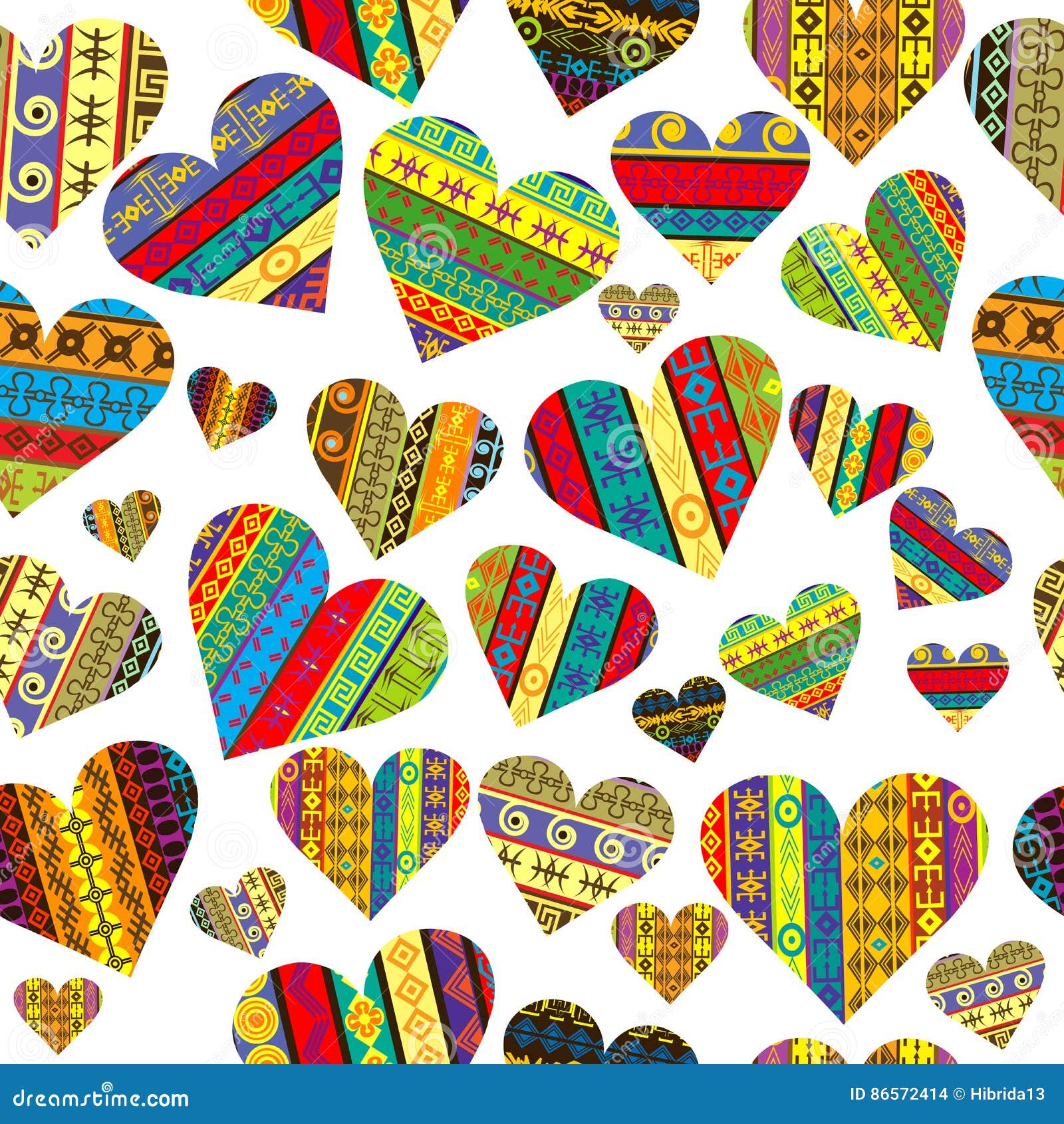 Patterned Hearts Seamless Background Stock Vector - Illustration of ...