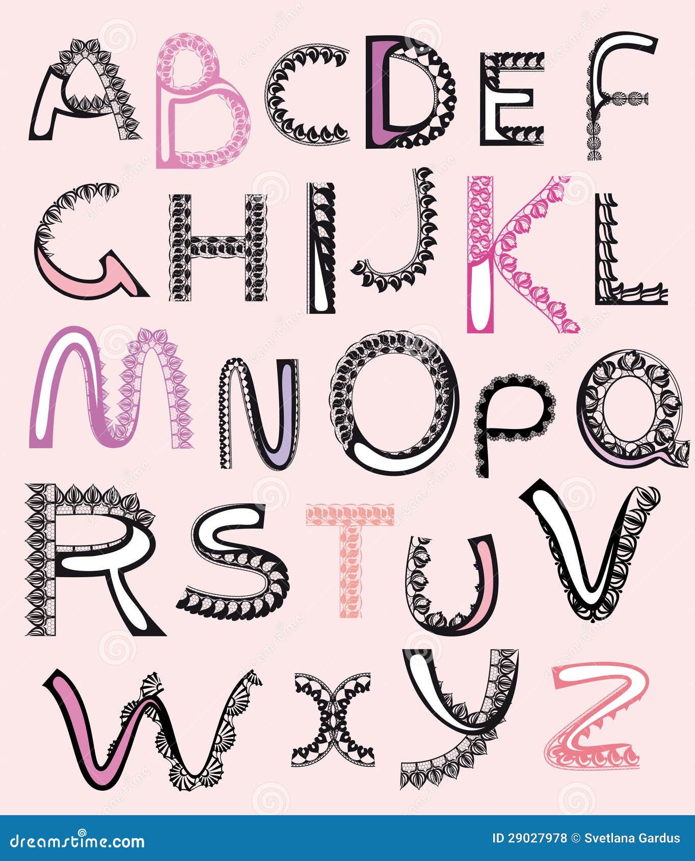 Patterned Letters, Alphabet Lace Stock Vector - Illustration of ...