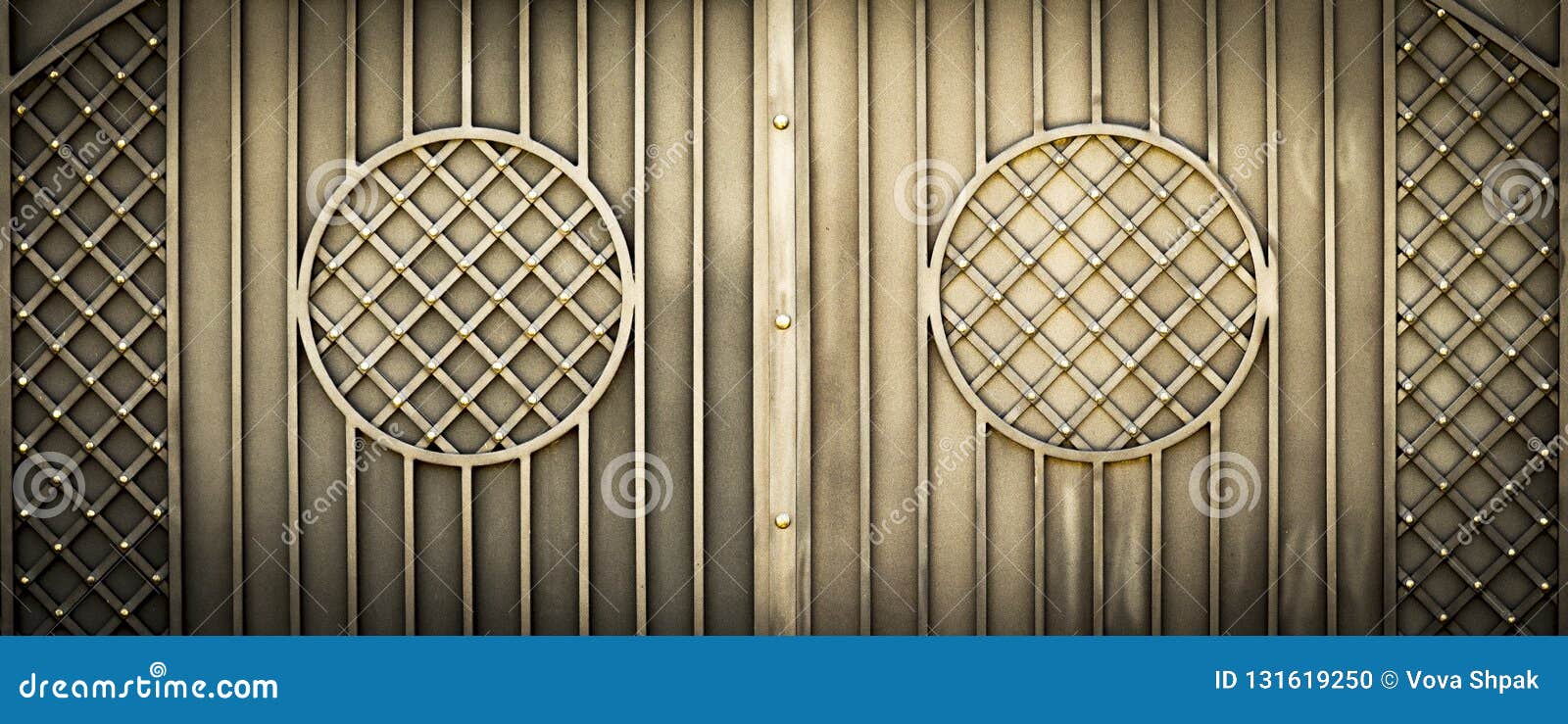 Patterned metal gates stock photo. Image of brown, details - 131619250
