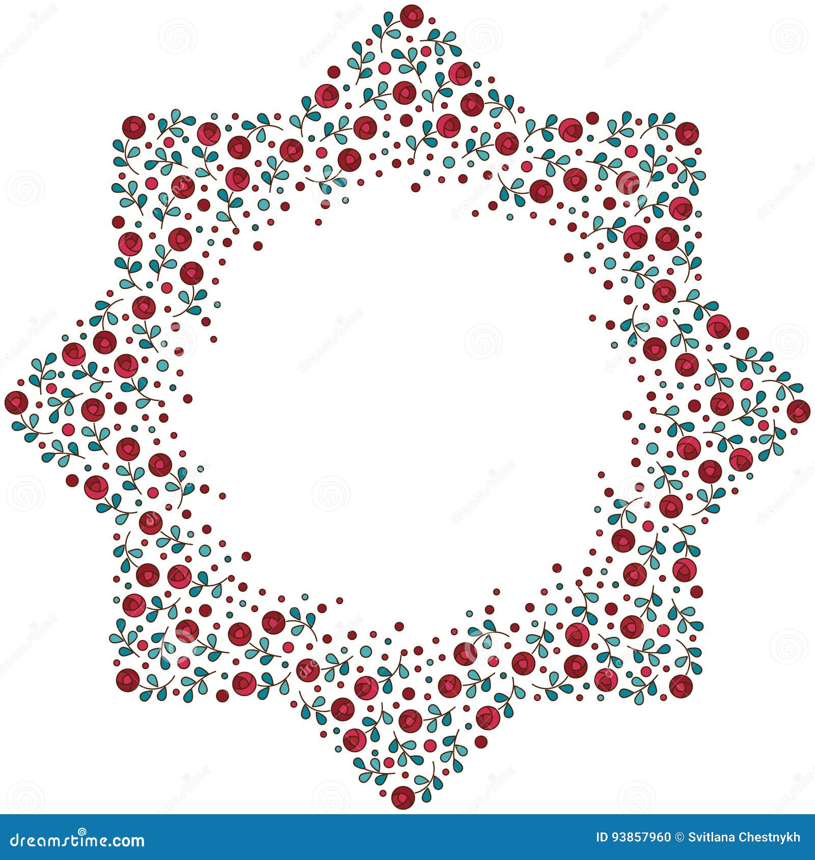 Patterned Octagonal Star, Floral Frame Stock Vector - Illustration of ...