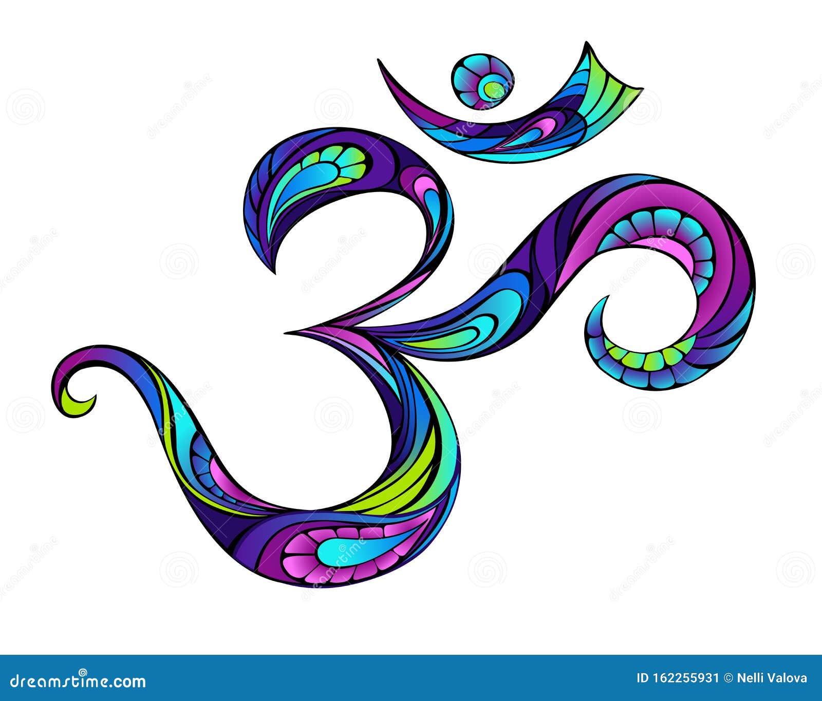 Patterned Symbol Om on White Background Stock Vector - Illustration of ...