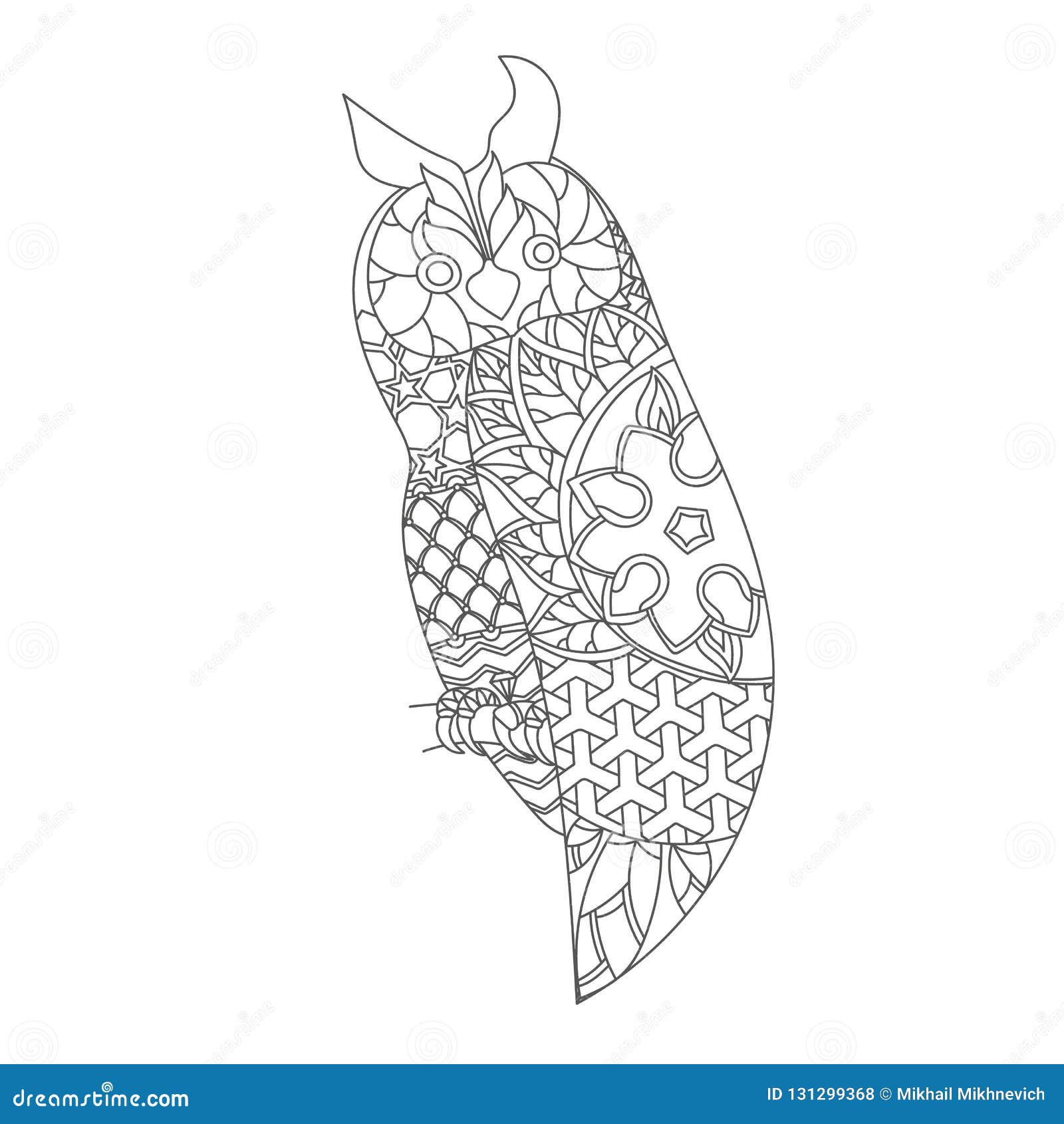 Patterned Owl Zentangle Style Stock Vector - Illustration of abstract ...