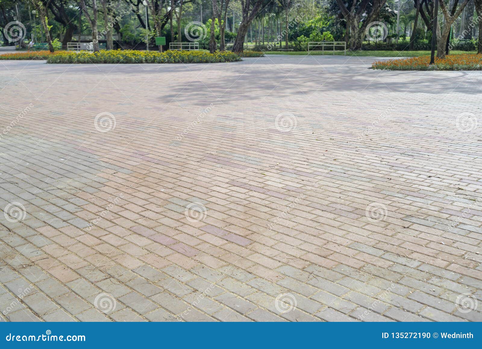Patterned Paving Tiles, Cement Brick Floor in the Park Stock Photo ...