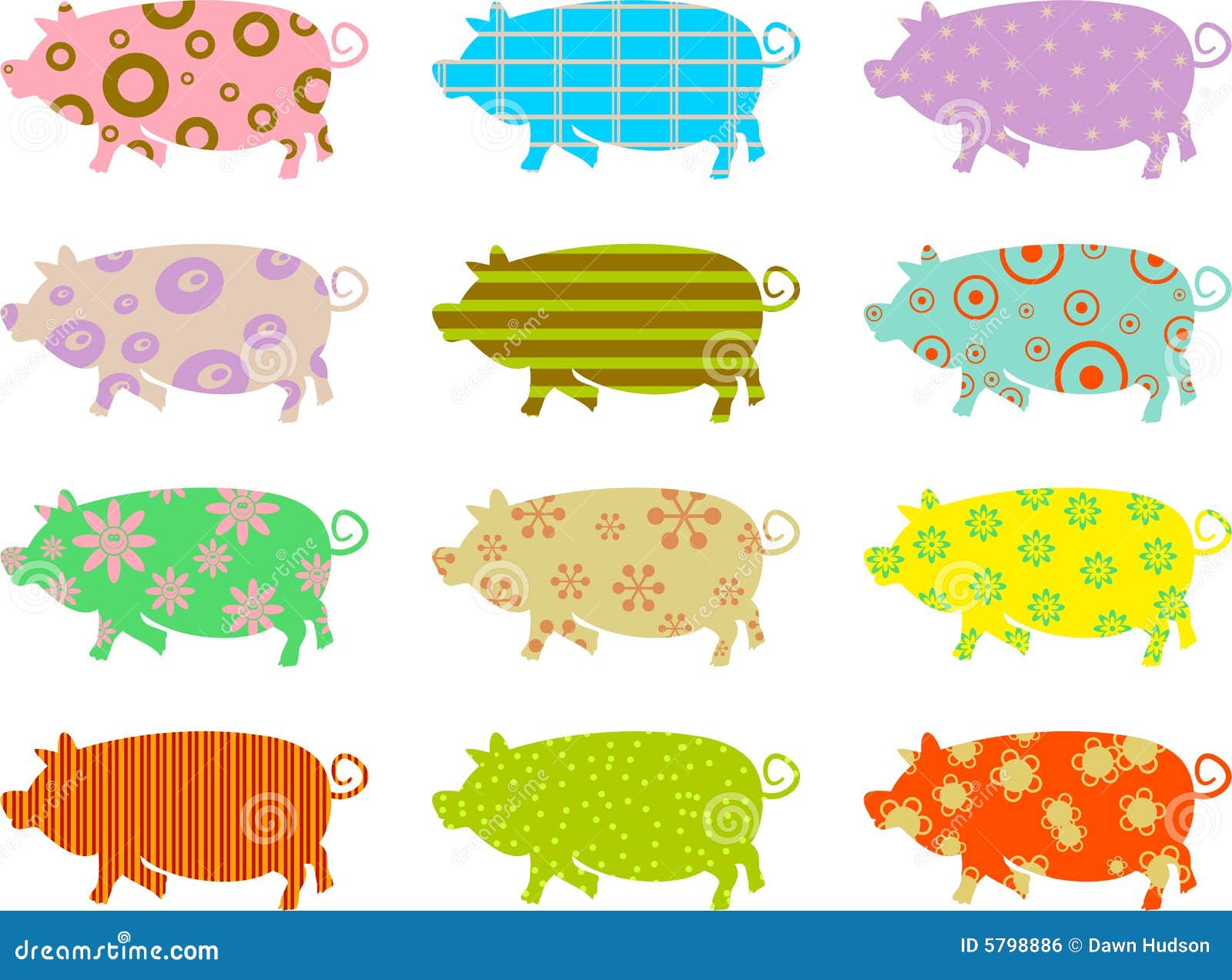 Patterned pigs stock vector. Illustration of wallpaper - 5798886