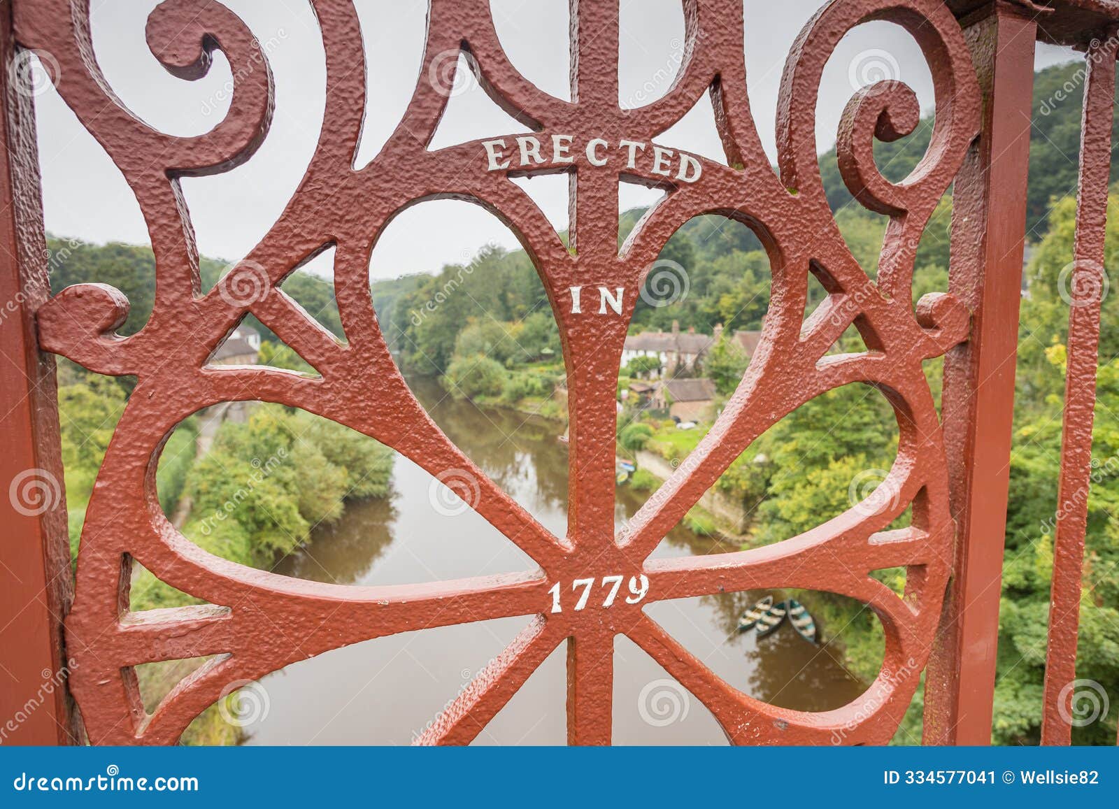 Patterned Railings on the Iron Bridge Stock Image - Image of boat ...