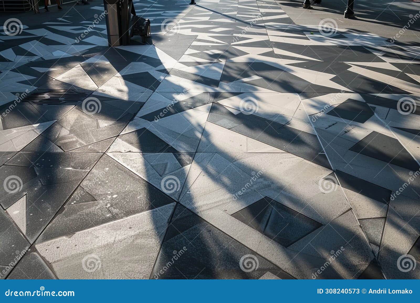Patterned Sidewalk in Urban Setting Stock Image - Image of shapes ...
