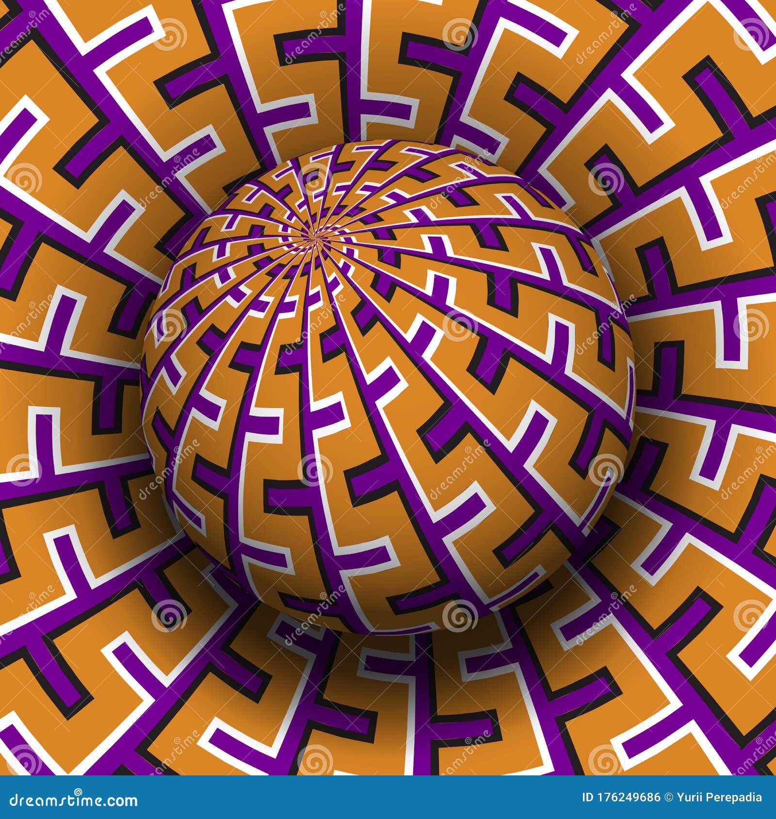 Patterned Sphere Soaring Above the Same Surface. Optical Illusion ...