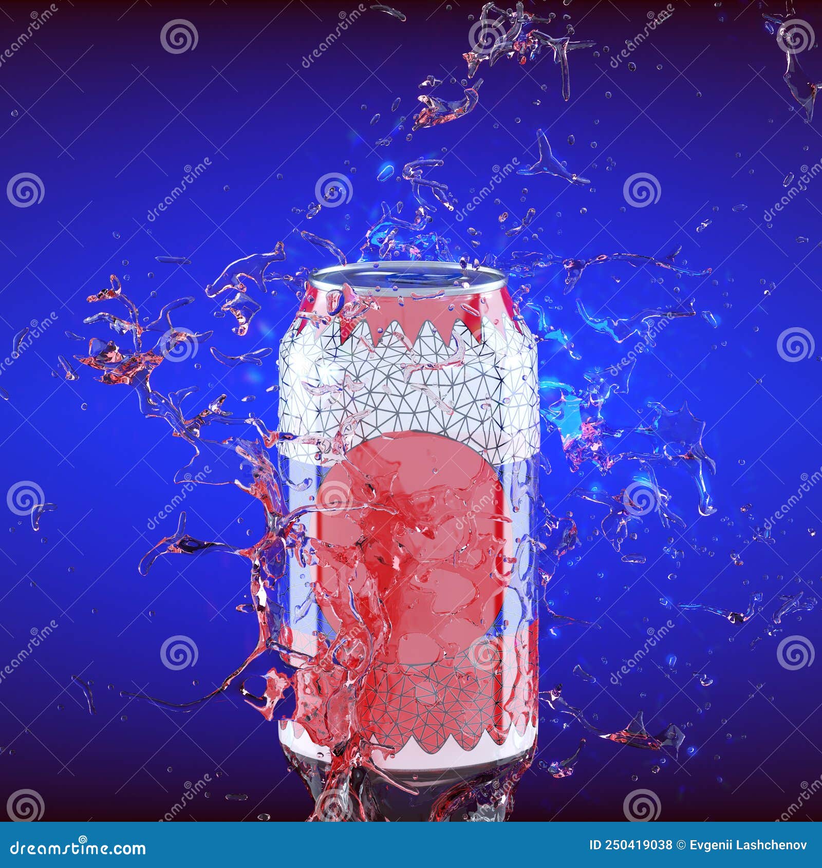Patterned Tin Can in Bright Splashes of Water on a Blue Background ...