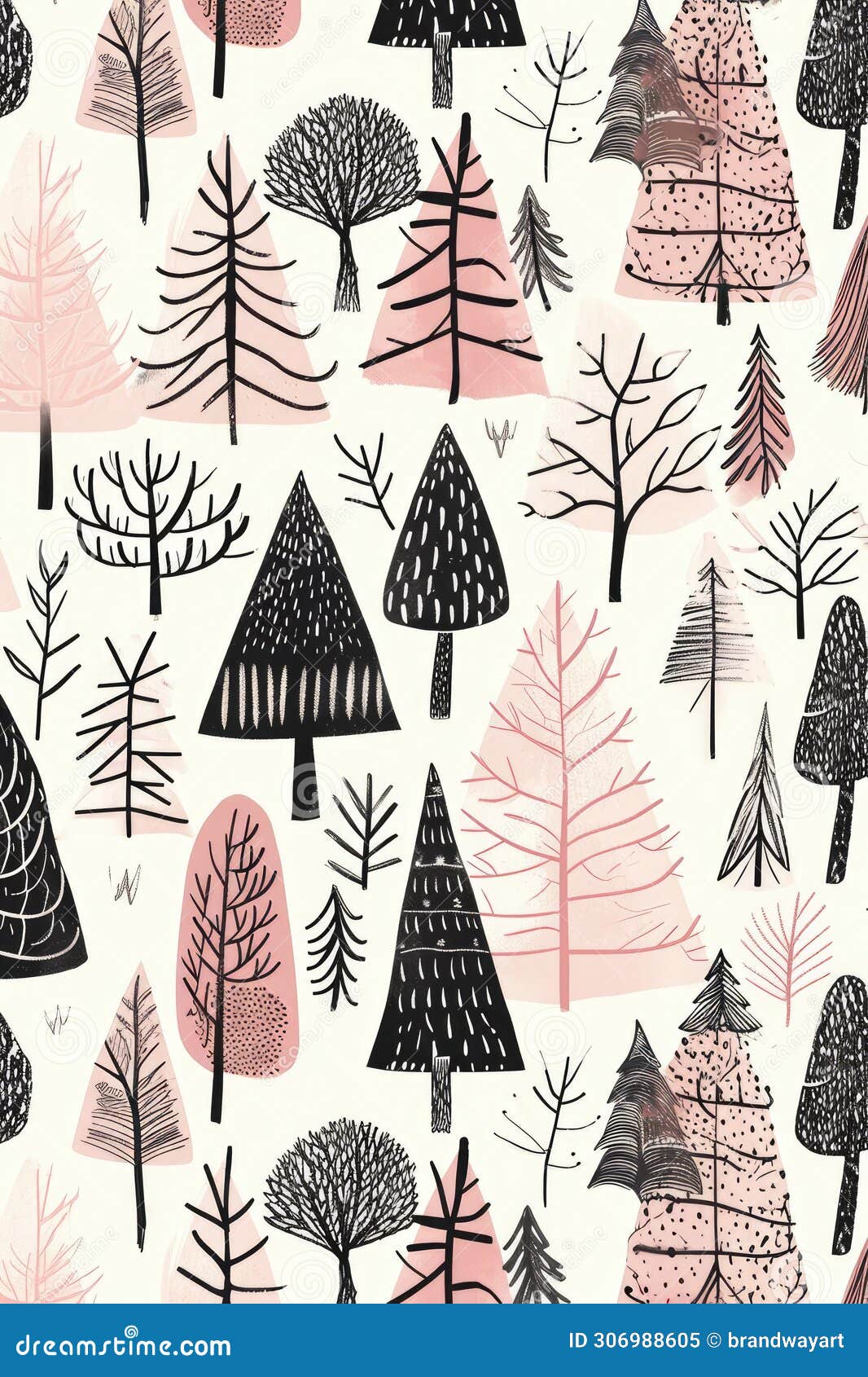 Patterned Trees on White Background Stock Illustration - Illustration ...