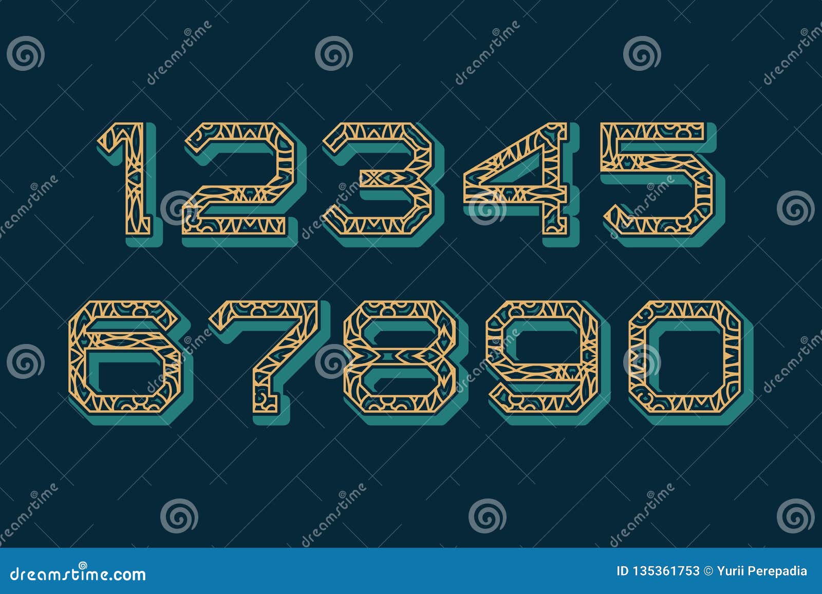 Patterned Vector Numbers in Mexican Retro Style Stock Vector ...