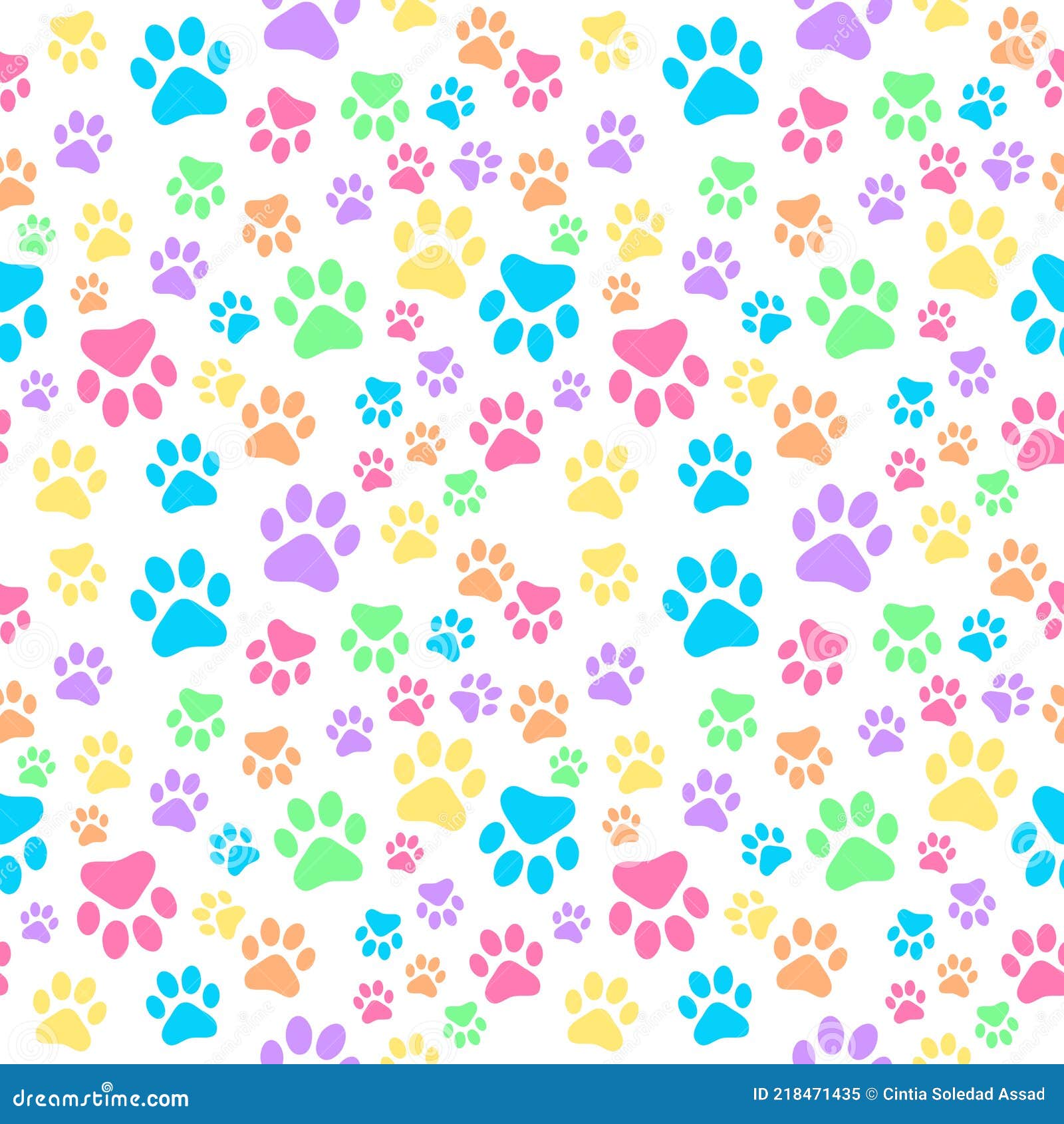 PATTERNS WITH ANIMAL PAWS. PASTEL COLORS WHITE BACKGROUND Cartoon ...