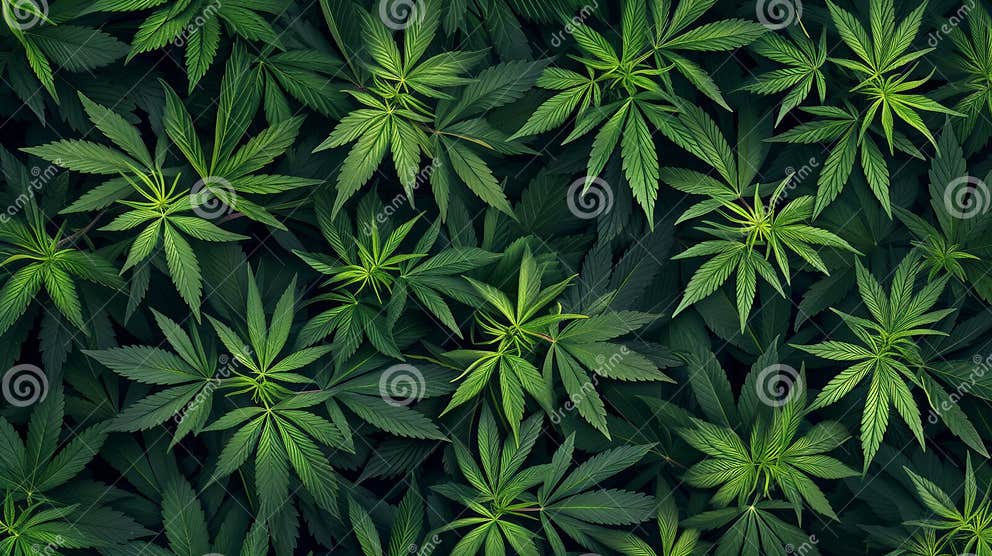 Patterns Background of Cannabis Leaves and Buds. Botanical Details ...