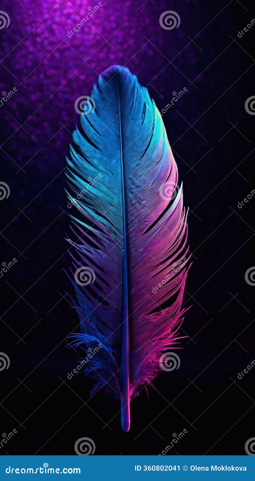 Patterns on Bird Feathers Featuring Electric Blue and Magenta Lighting ...