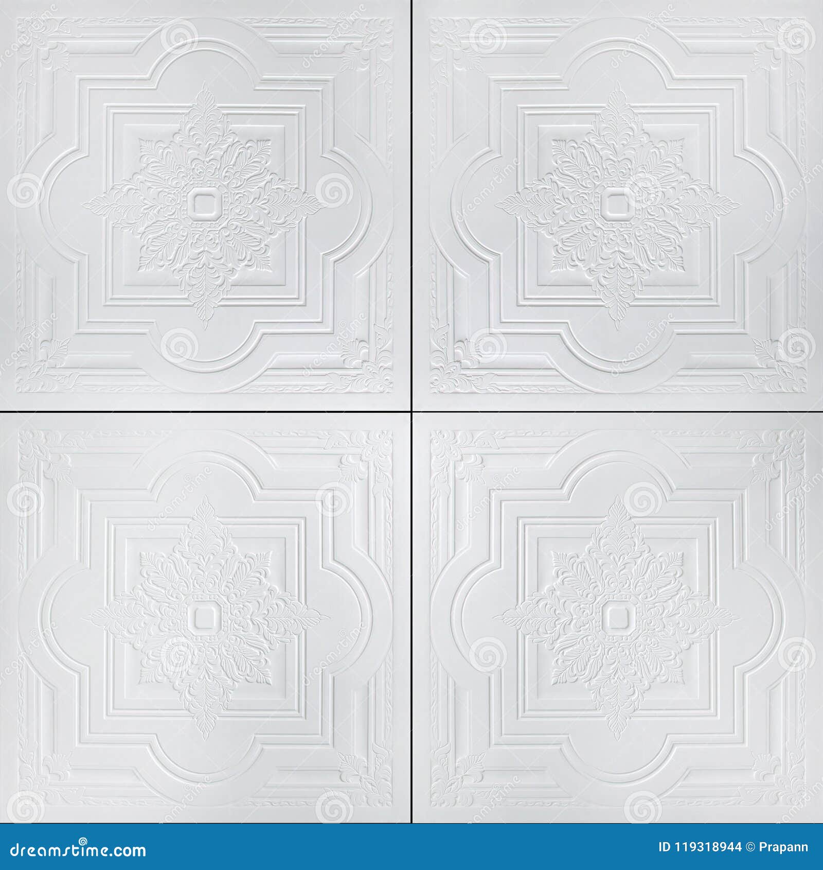 Patterns On The Ceiling Gypsum Sheets Of White Flowers Texture Royalty ...