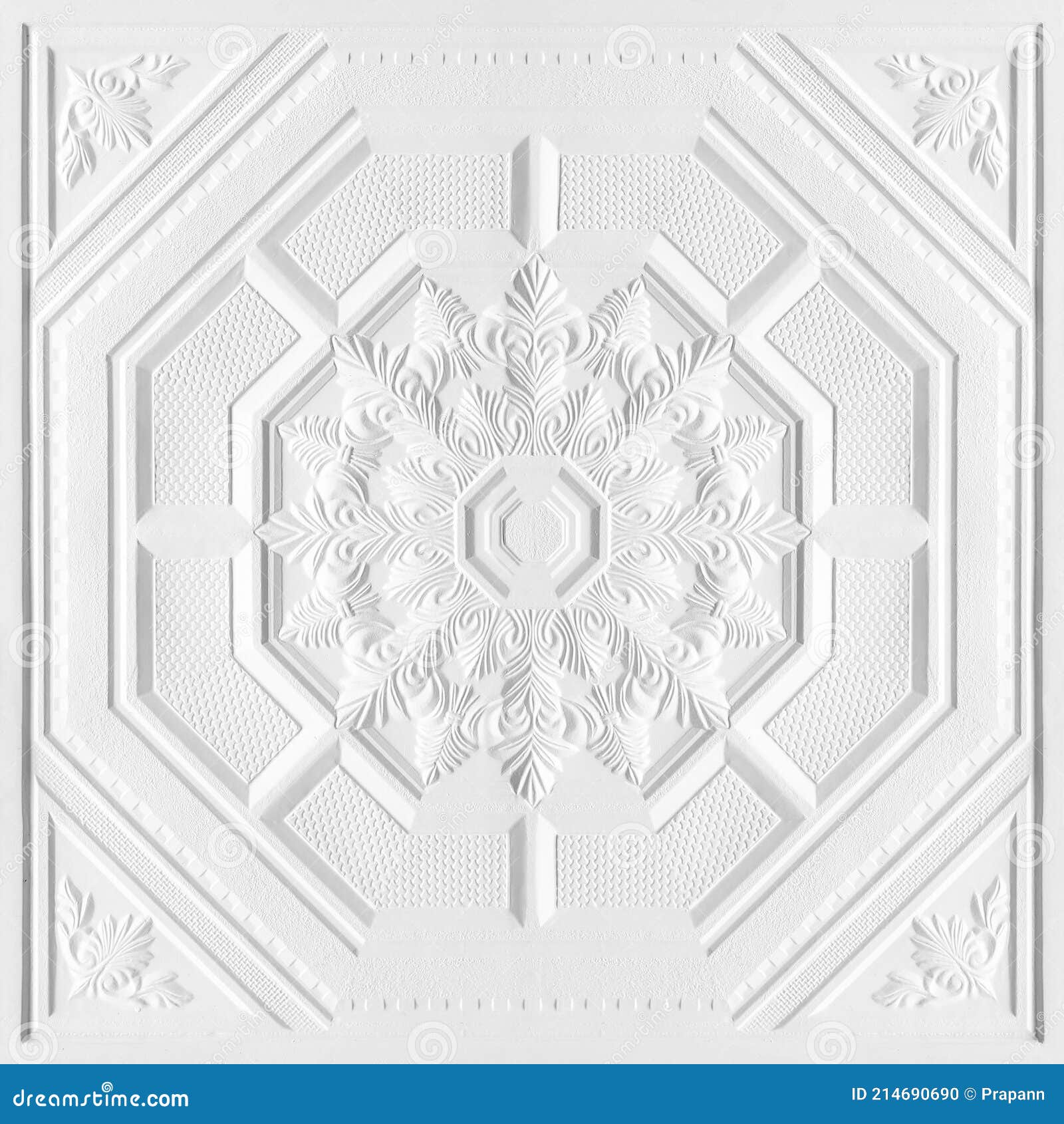 Patterns on the Ceiling Gypsum Sheets of White Flowers Stock ...