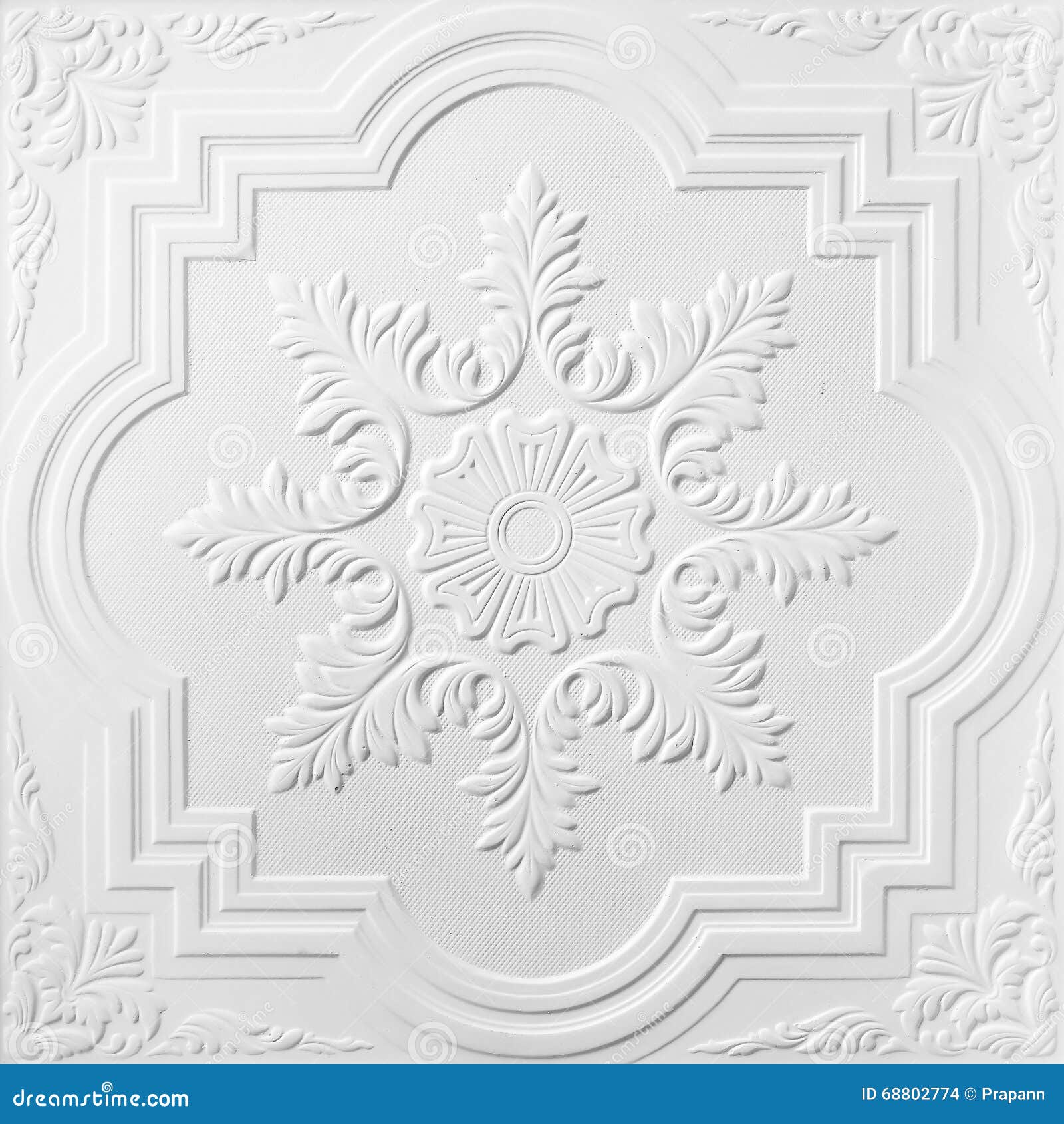 Patterns on the Ceiling Gypsum Sheets of White Flowers. Stock Photo ...