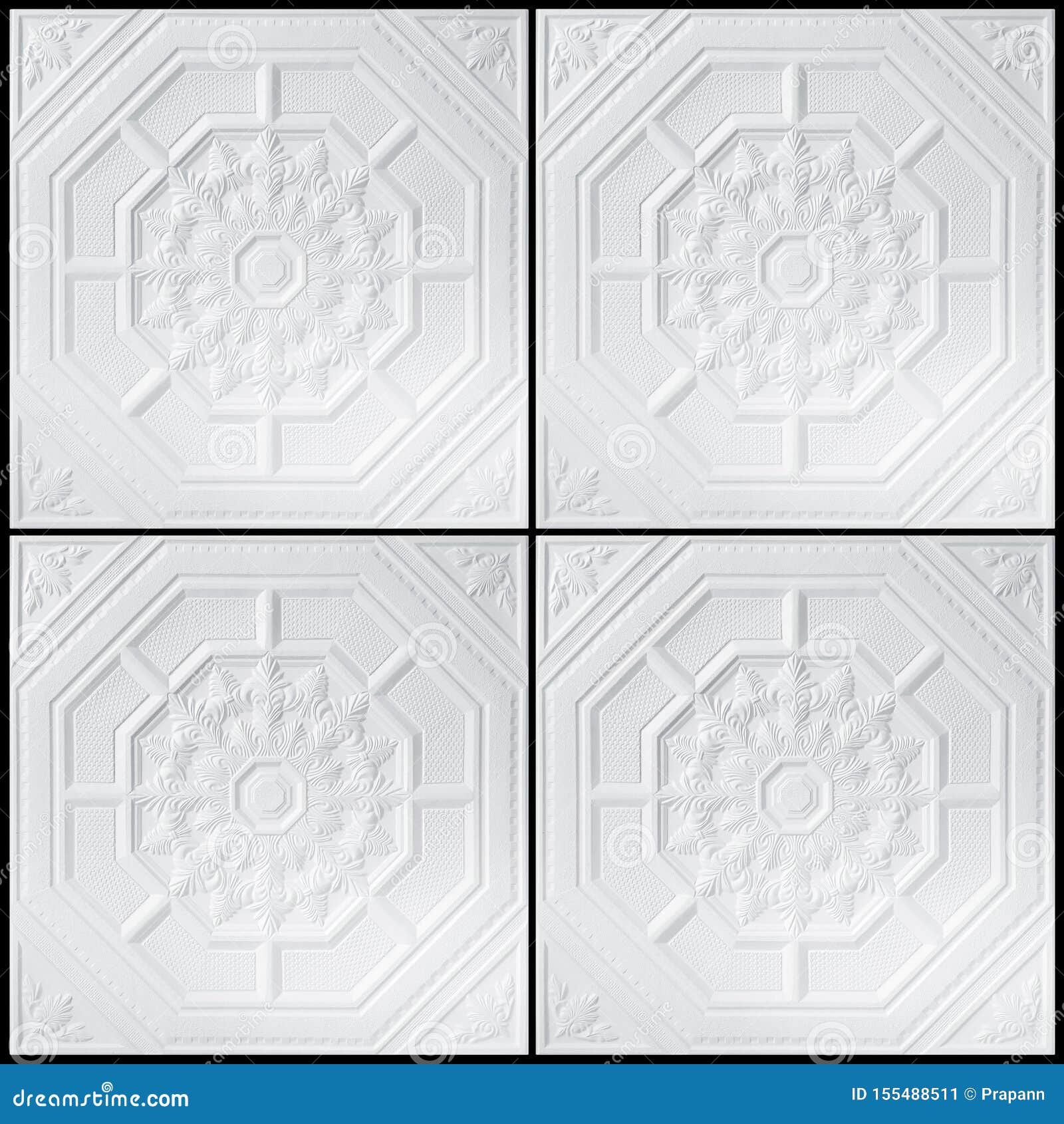 Patterns on the Ceiling Gypsum Sheets of White Flowers Background Stock ...