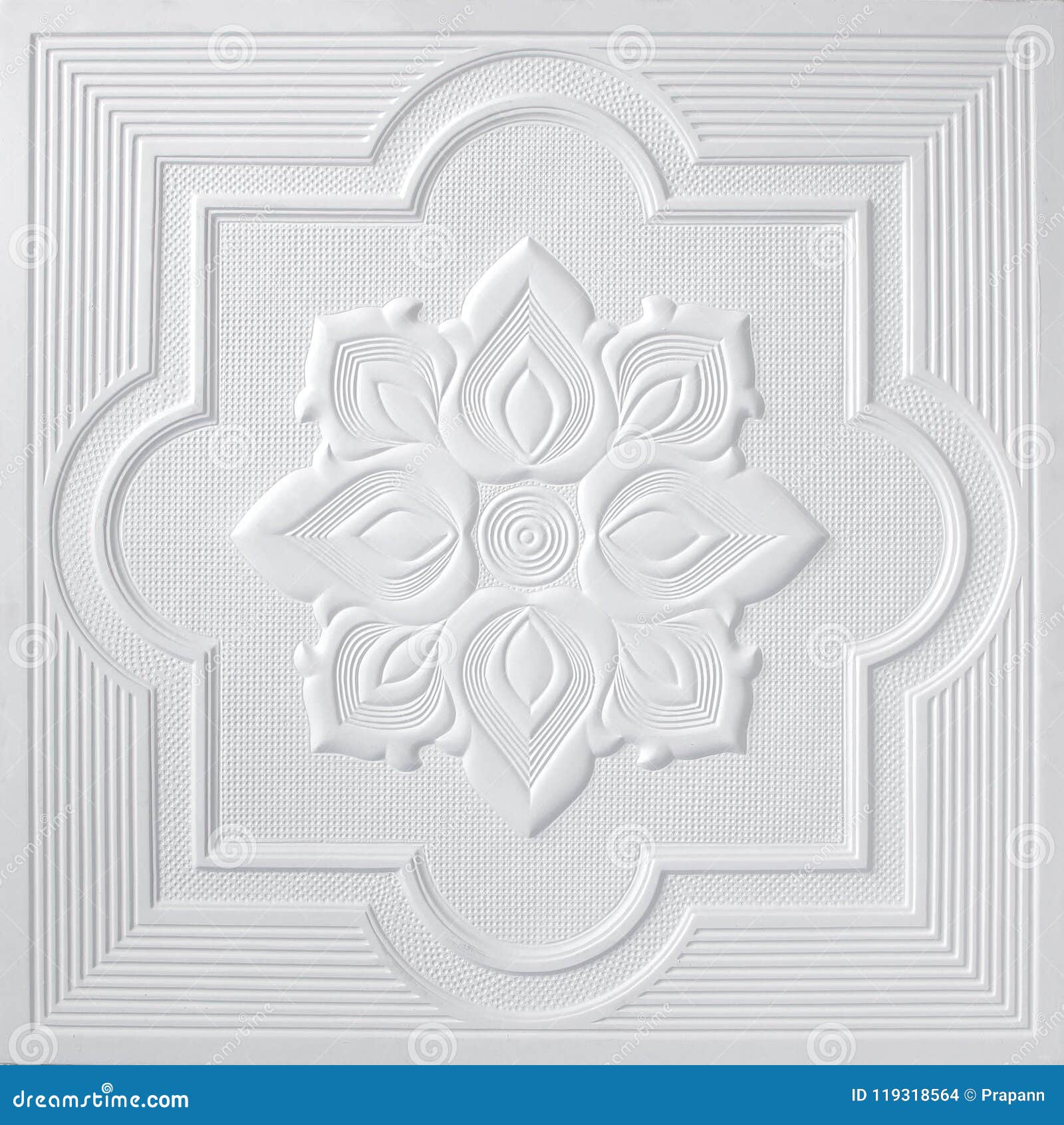The Patterns on the Ceiling Gypsum Sheets of White Flowers. Stock Photo ...