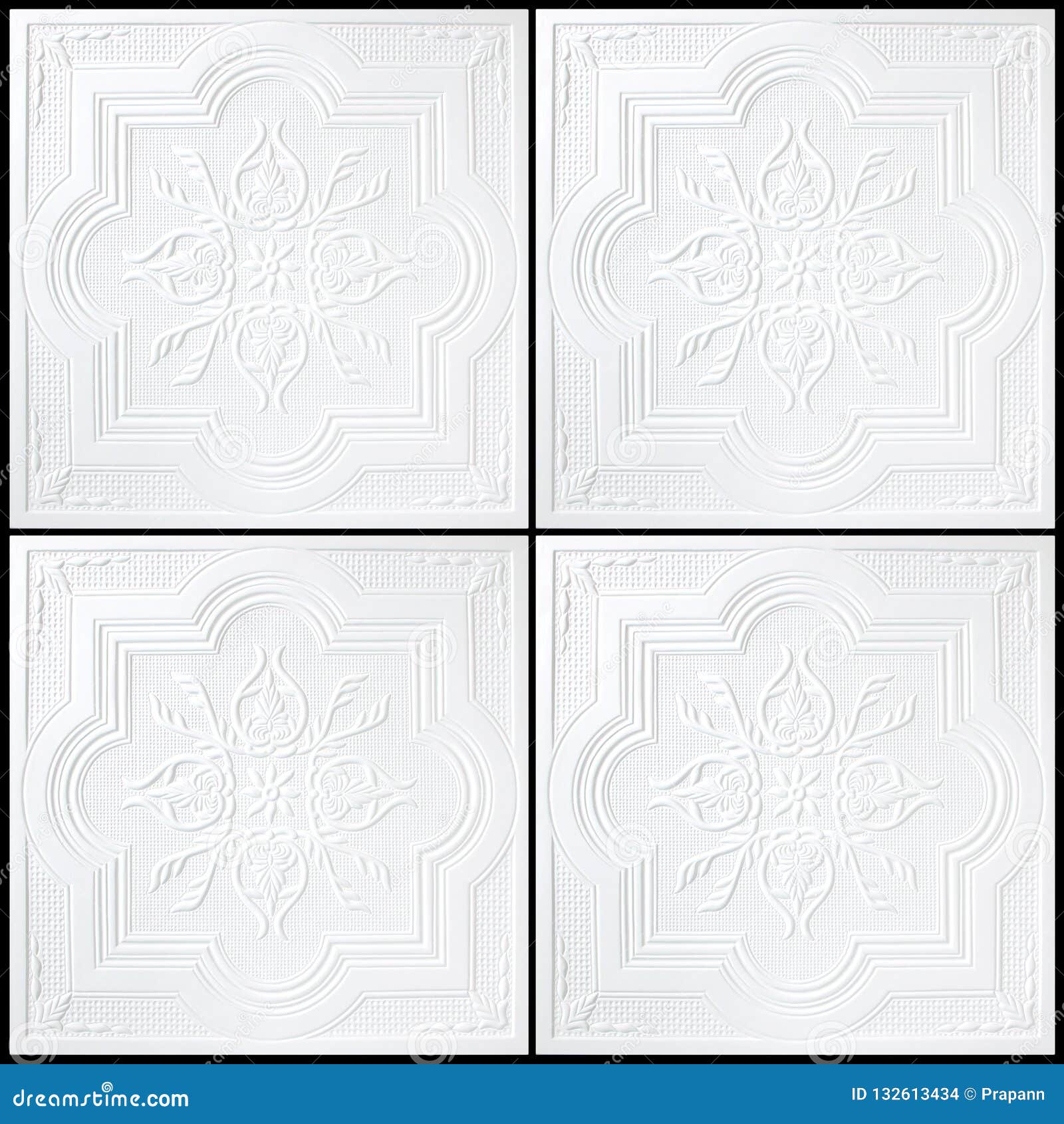 Patterns On The Ceiling Gypsum Sheets Of White Flowers Texture Royalty ...