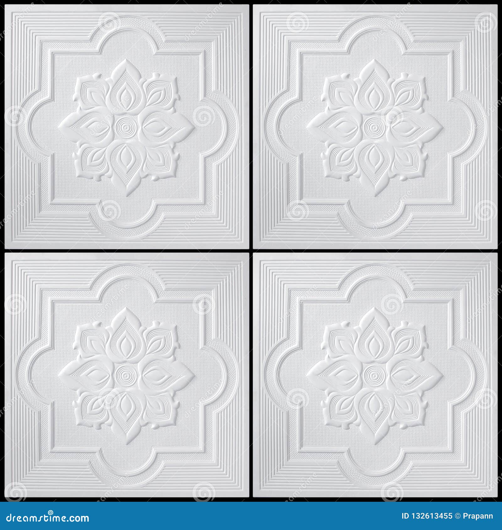 Patterns On The Ceiling Gypsum Sheets Of White Flowers Texture Royalty ...