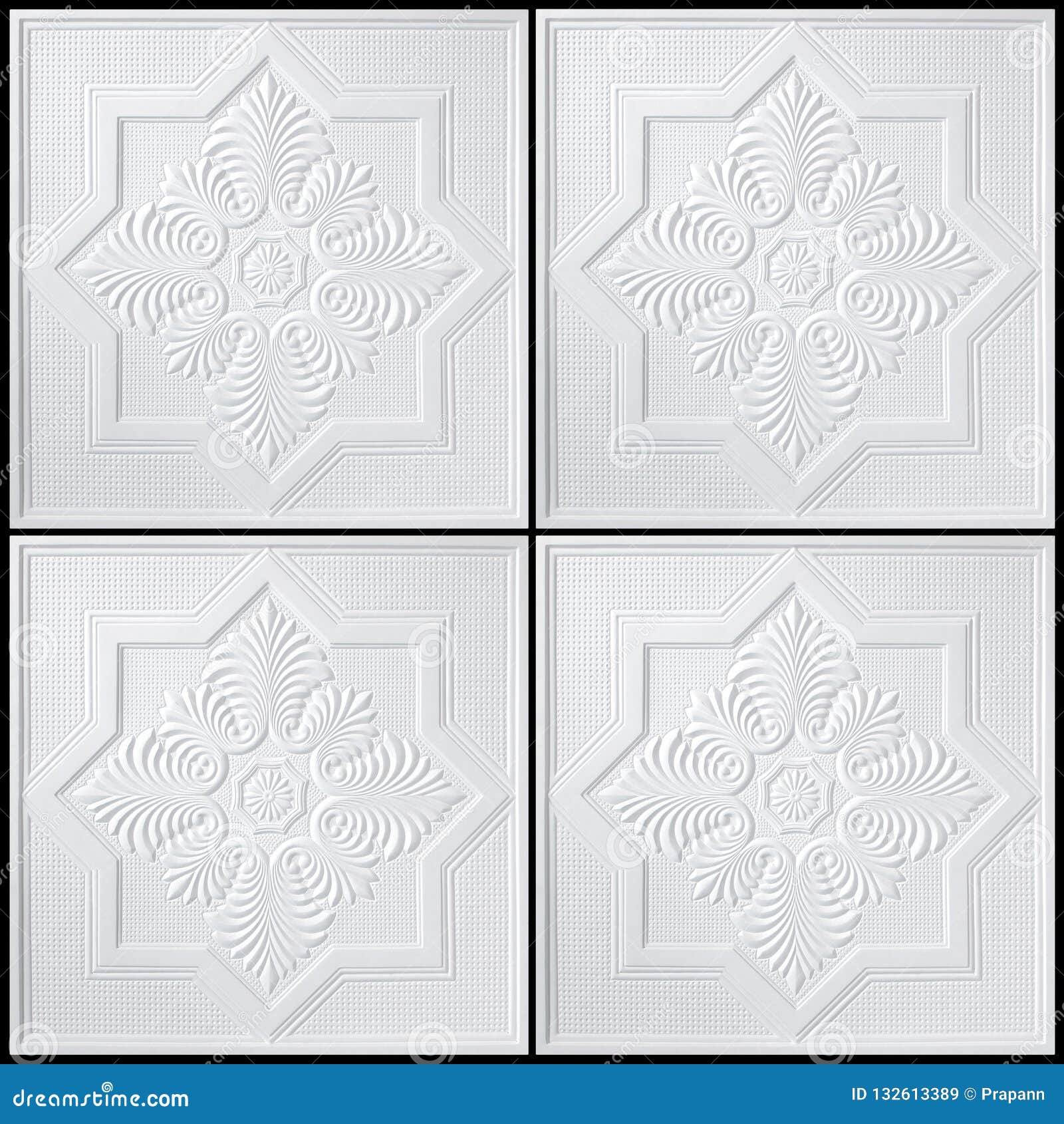 Patterns On The Ceiling Gypsum Sheets Of White Flowers Texture Royalty ...