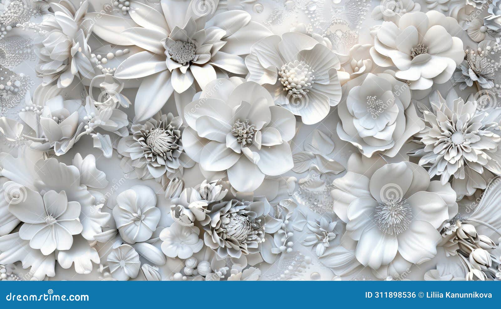 Patterns on the Ceiling Gypsum Sheets of White Flowers, Plaster ...