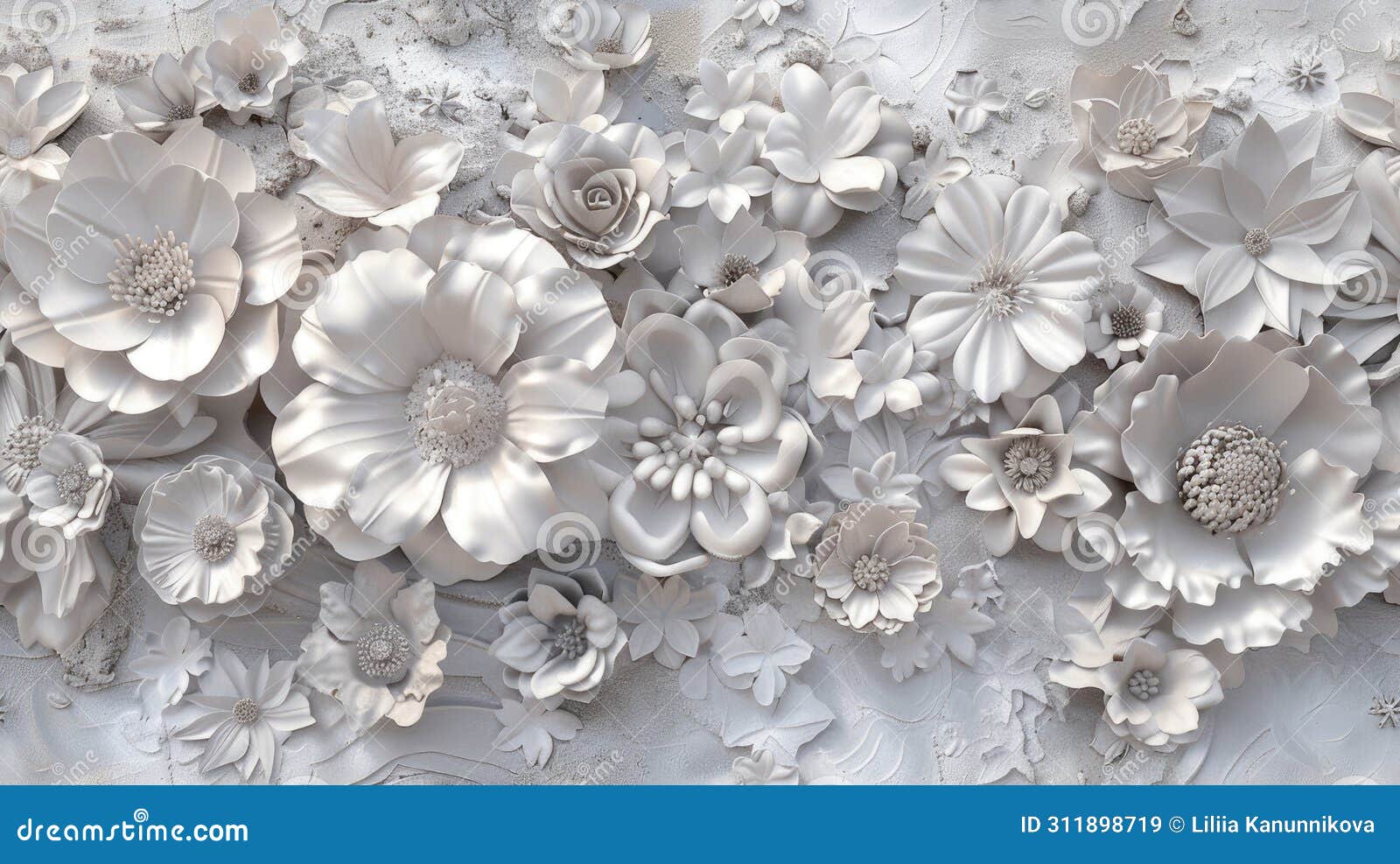 Patterns on the Ceiling Gypsum Sheets of White Flowers, Plaster ...