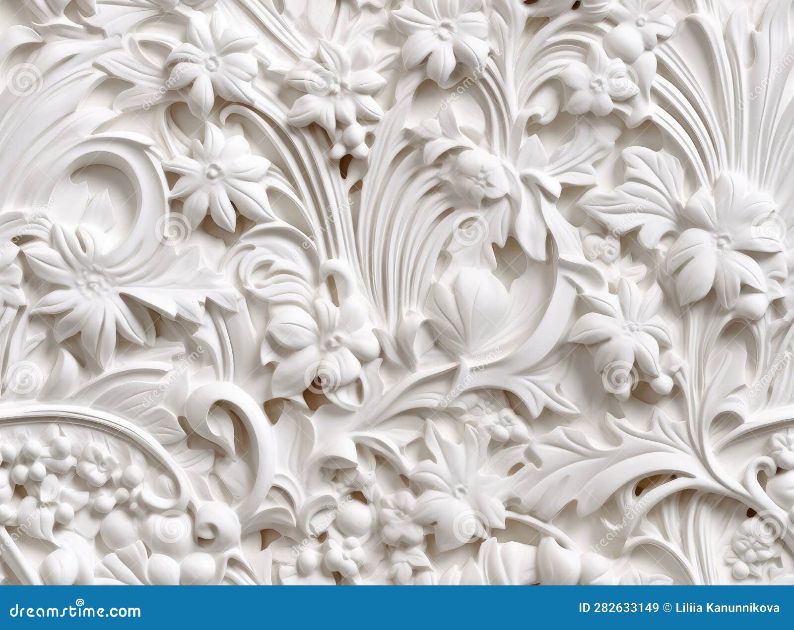 Patterns on the Ceiling Gypsum Sheets of White Flowers, Plaster ...