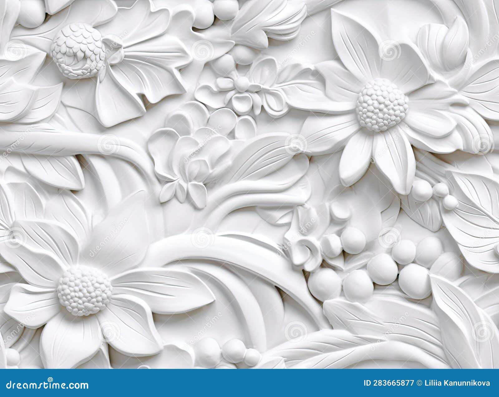 Patterns on the Ceiling Gypsum Sheets of White Flowers, Plaster ...