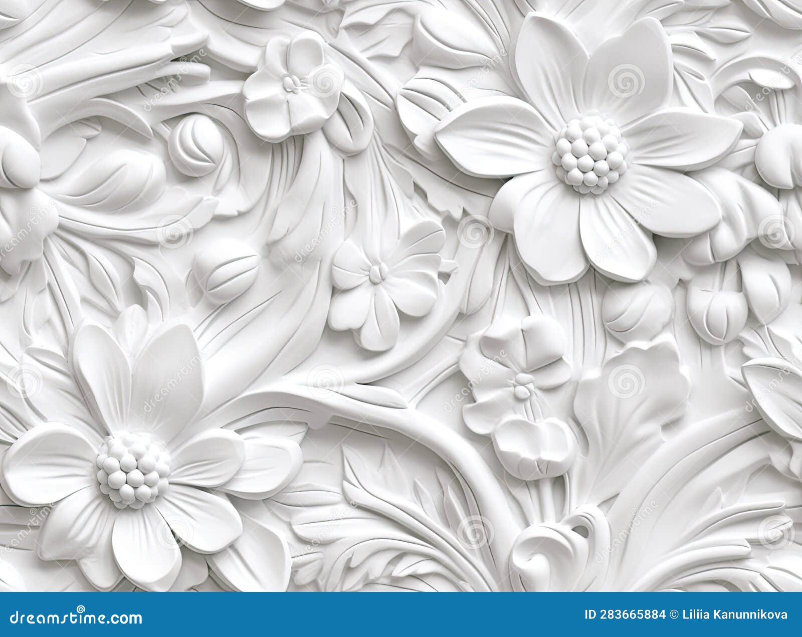 Patterns on the Ceiling Gypsum Sheets of White Flowers, Plaster ...
